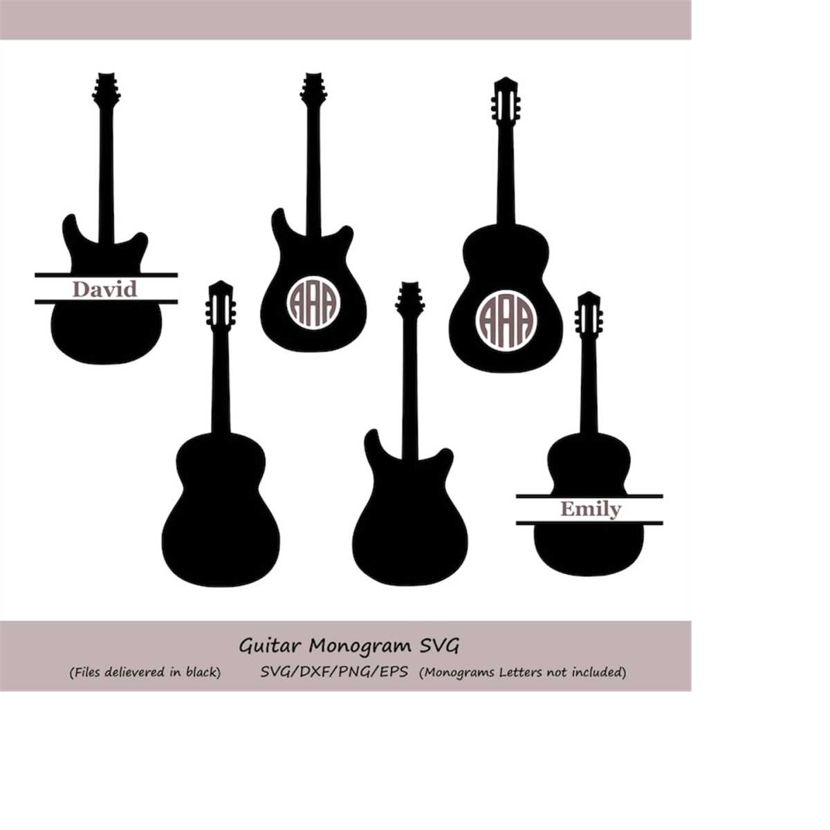 Guitar Svg Files, Guitar Monogram Svg, Guitar Clipart, Guita | Inspire ...