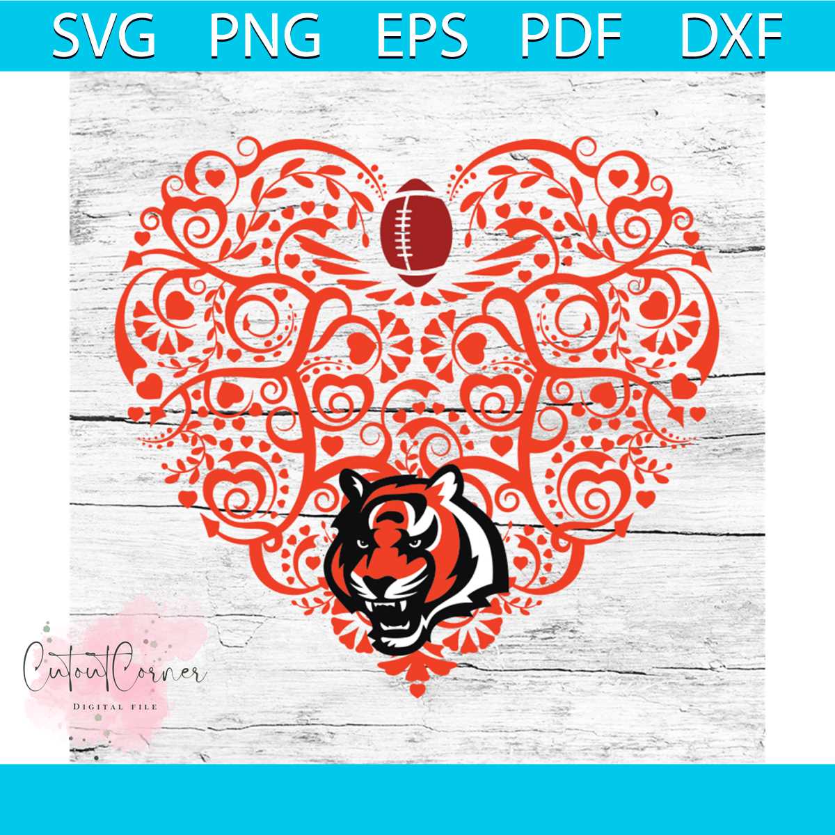 Cincinnati Bengals, Heart SVG, NFL Svg, Football Svg, Cricut | Inspire ...