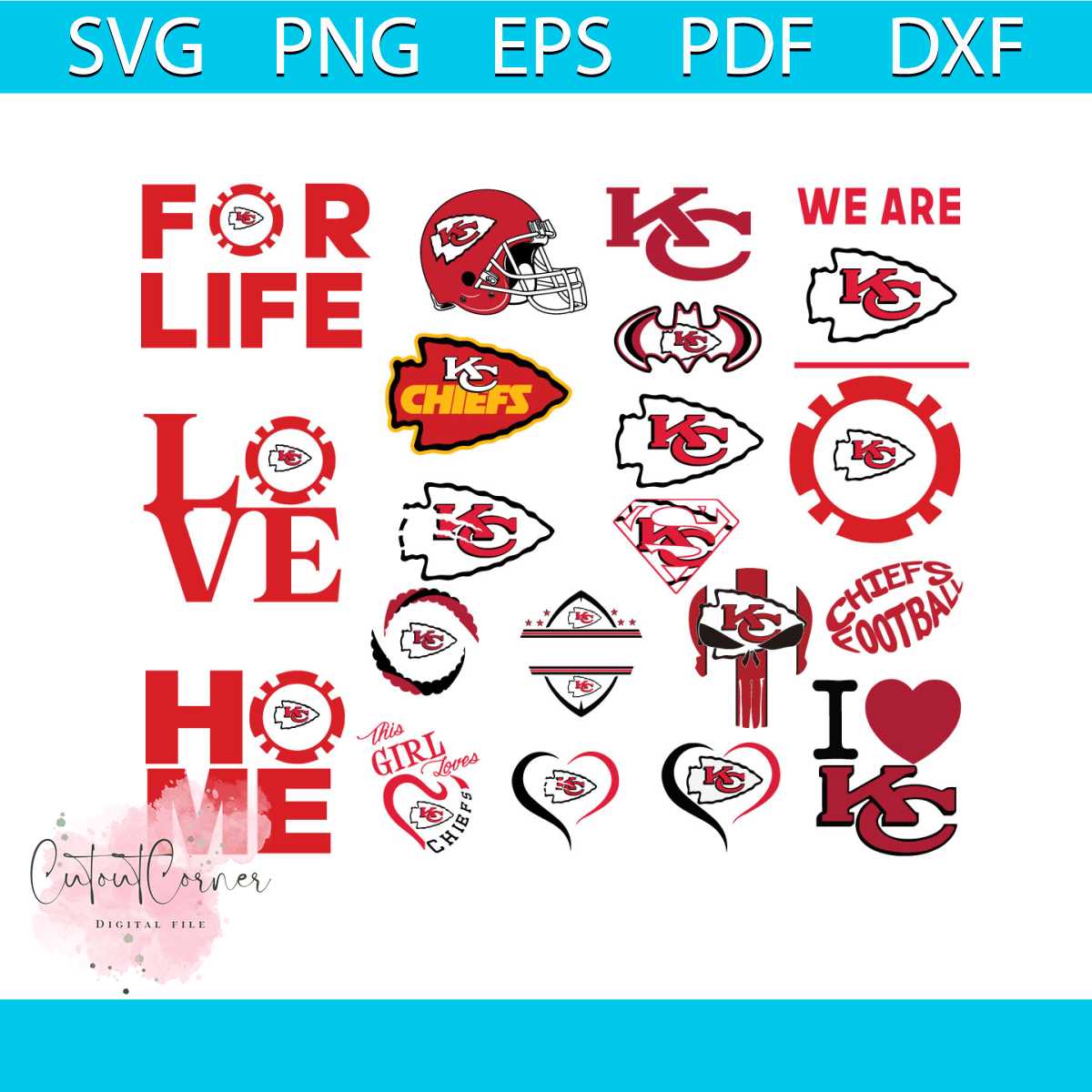 Kansas City Chiefs Bundle Svg, Sport Svg, NFL svg, Football | Inspire ...