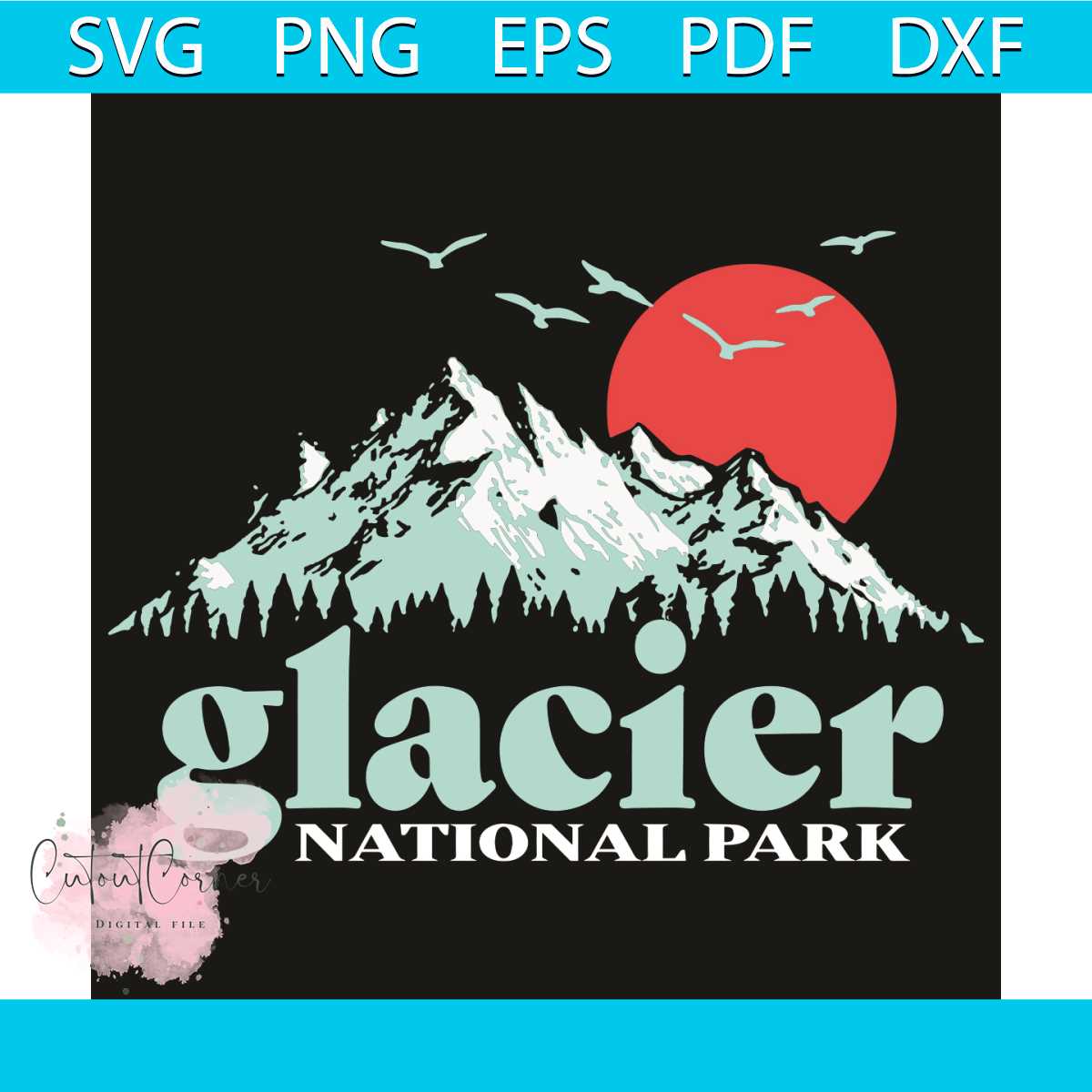 Glacier National Park Vintage 80s Mountain Svg, Trending Svg | Inspire ...
