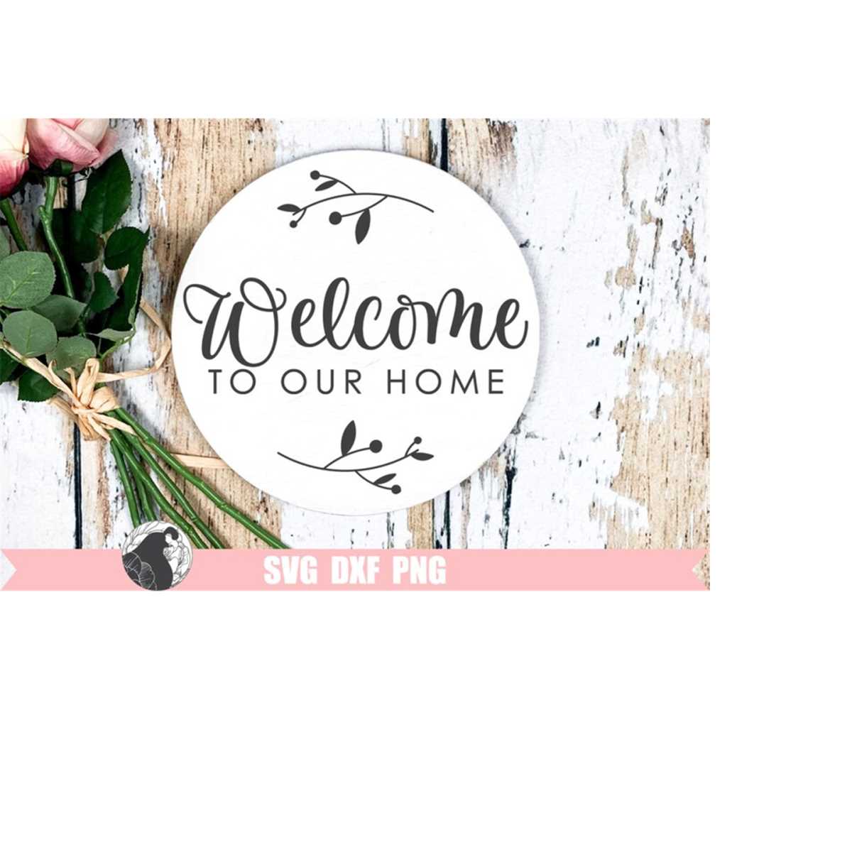 Welcome SVG, Round Sign Design, Door Hanger Cut File, Welcom | Inspire ...