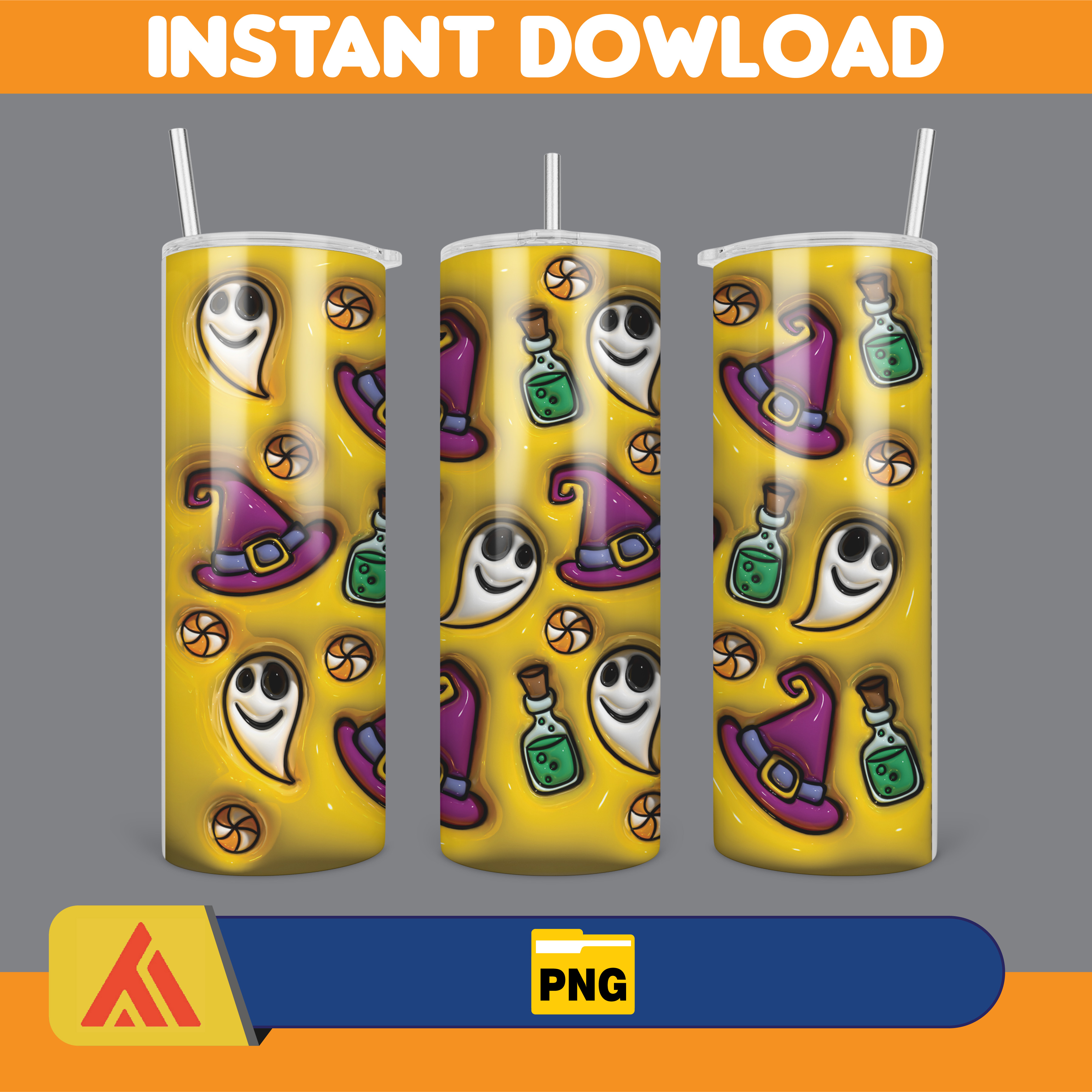 3D Inflated Sublimation Tumbler Design Download PNG, 20 Oz D | Inspire ...