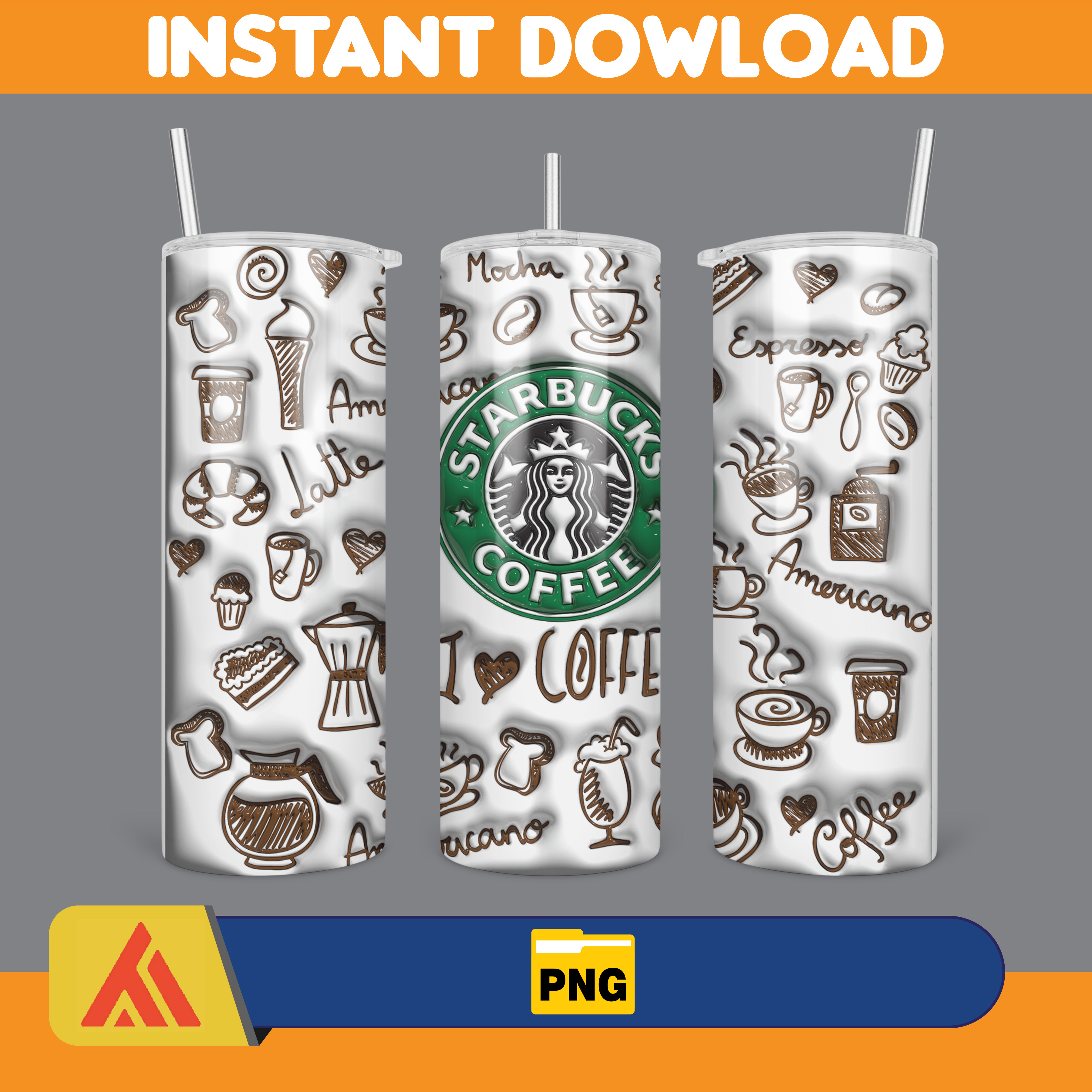3D Inflated Sublimation Tumbler Design Download PNG, 20 Oz D | Inspire ...