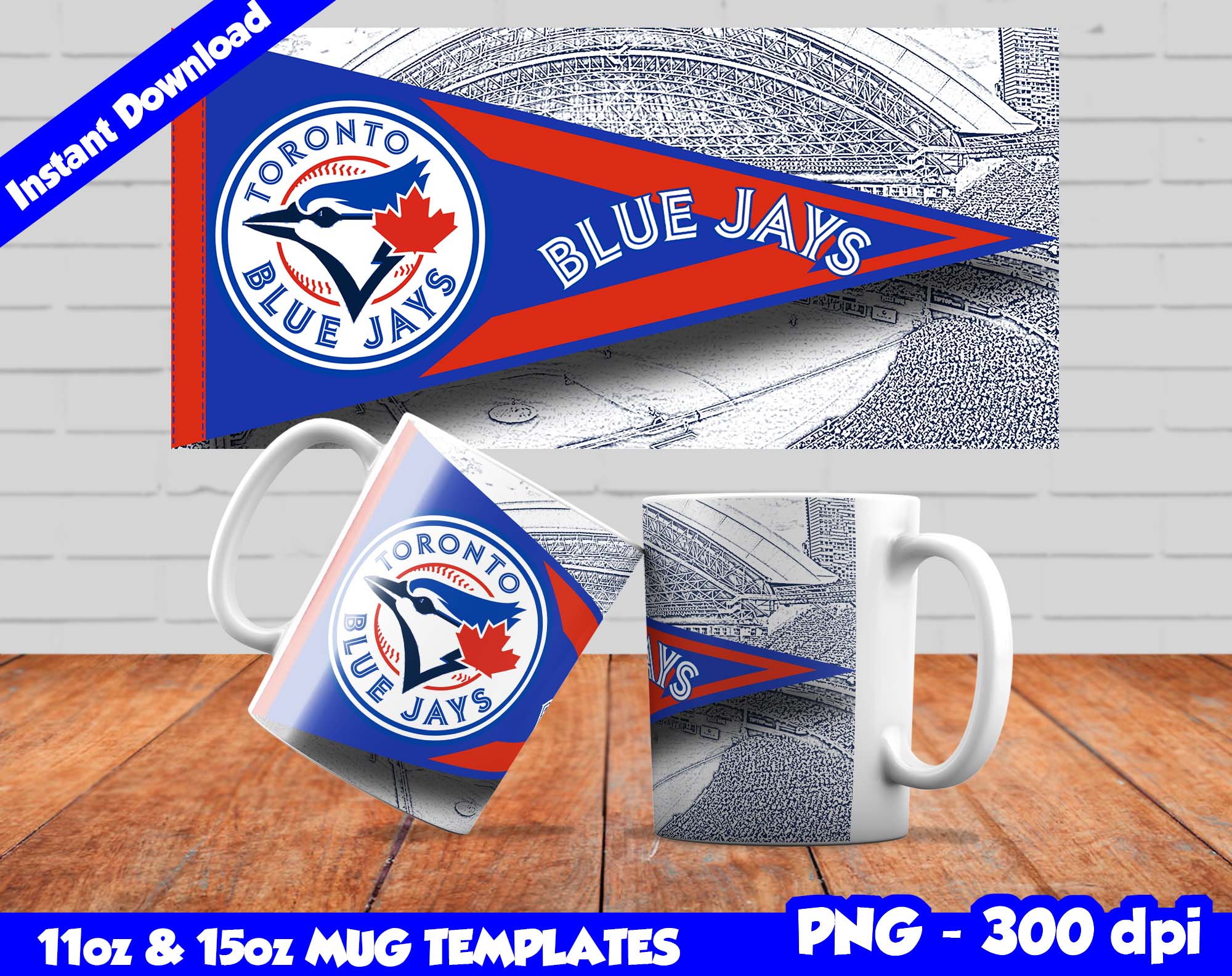 Blue Jays Mug Design Png, Sublimate Mug Template, Mug Wrap | Inspire Uplift