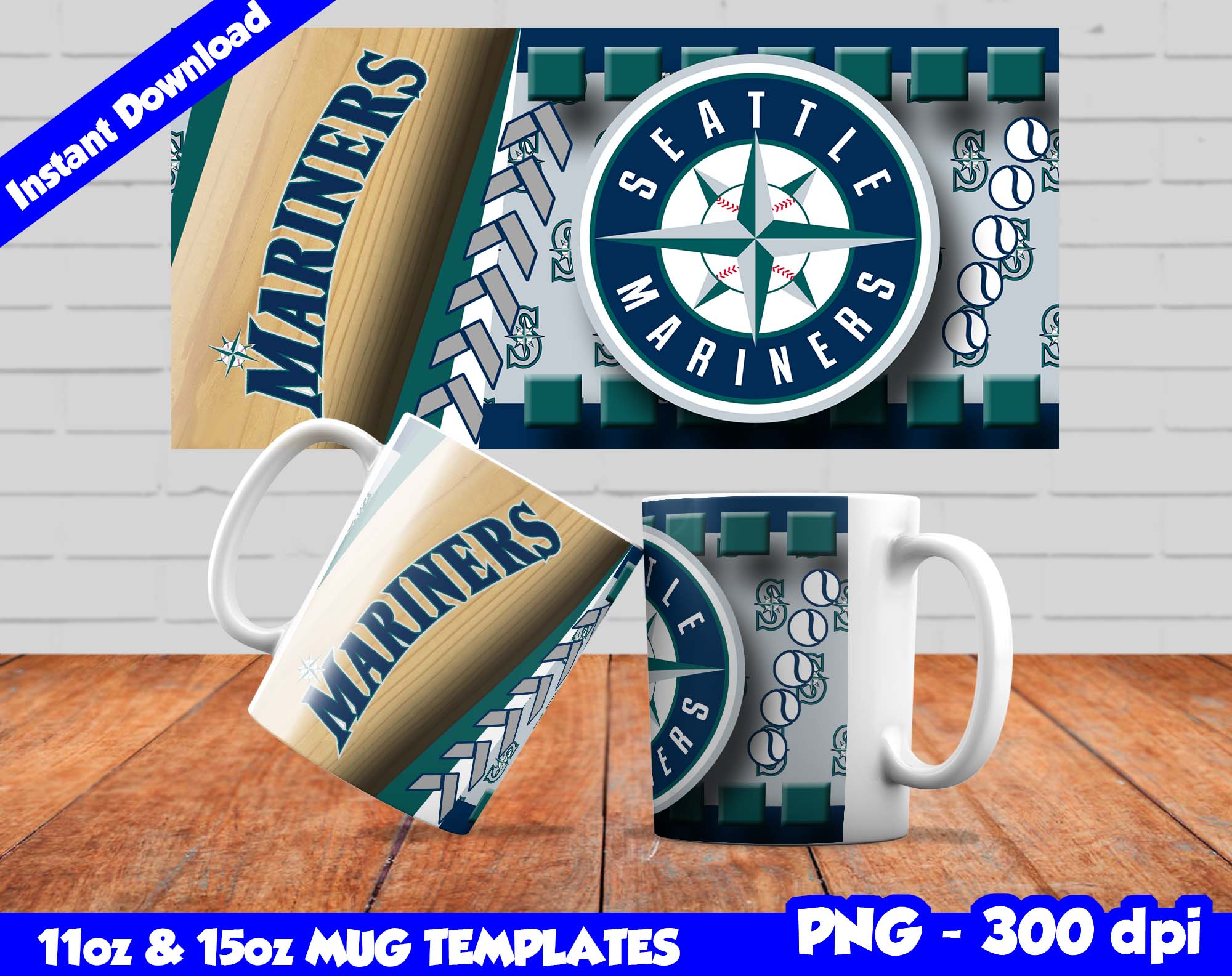Mariners Mug Design Png, Sublimate Mug Template, Mug Wrap - Inspire Uplift