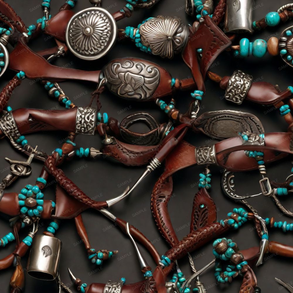 Leather and Turquoise Rodeo 45 Tileable Repeating Pattern | Inspire Uplift