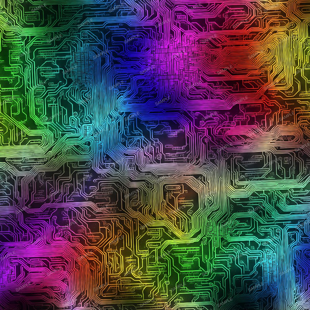 Rainbow Circuitry 42 Tileable Repeating Pattern | Inspire Uplift