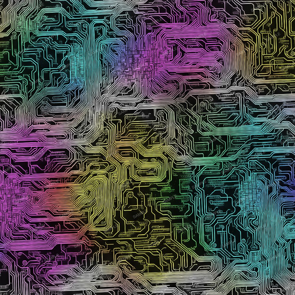 Rainbow Circuitry 43 Tileable Repeating Pattern - Inspire Uplift