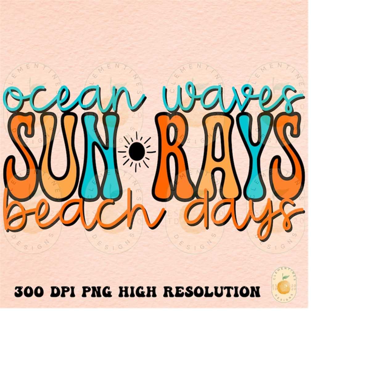 Ocean Waves, Sun Rays, Beach Days PNG-Sublimation Download-T | Inspire ...