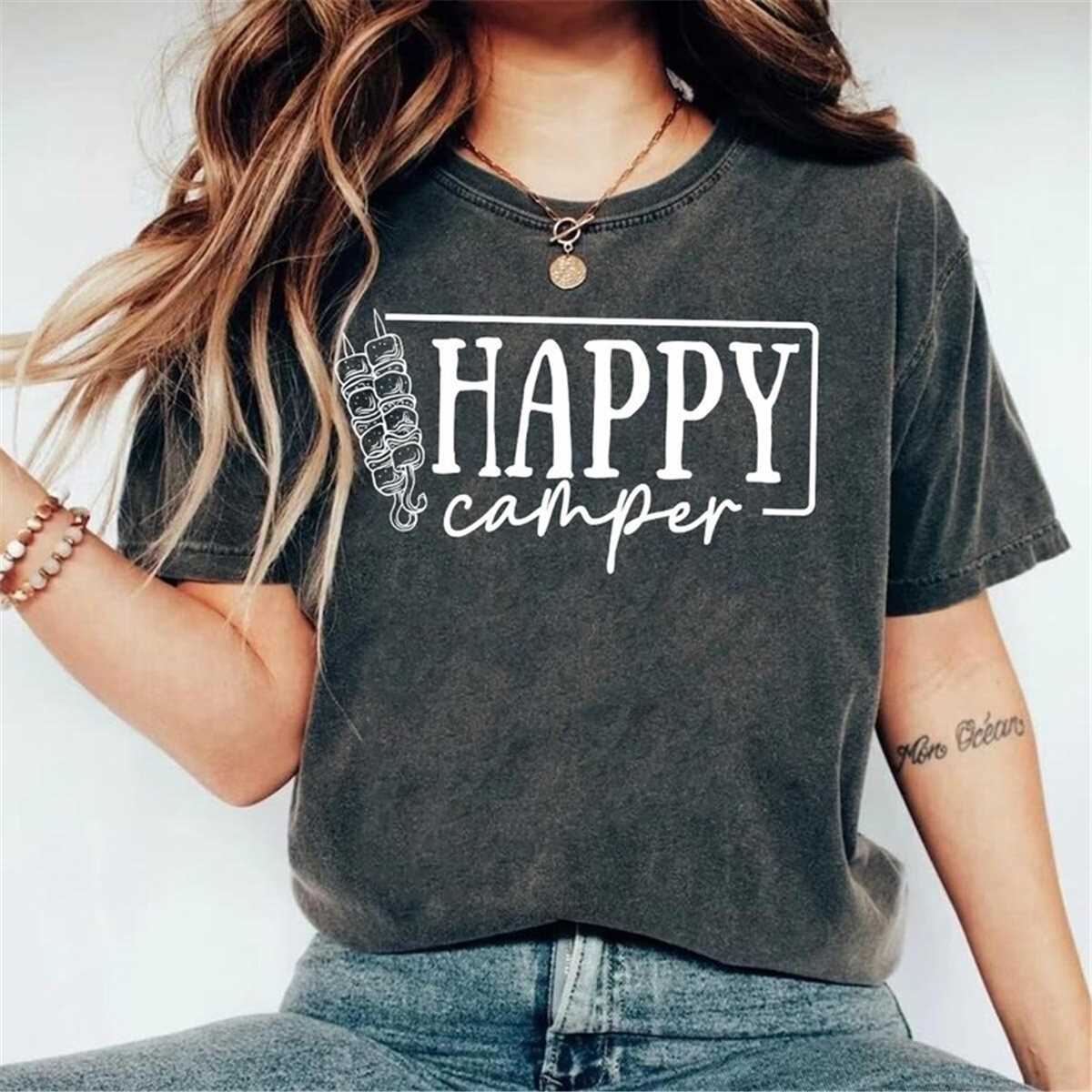 Happy Camper Shirt, Cute Hiking Shirt, Camping Tee, Adventur | Inspire Uplift