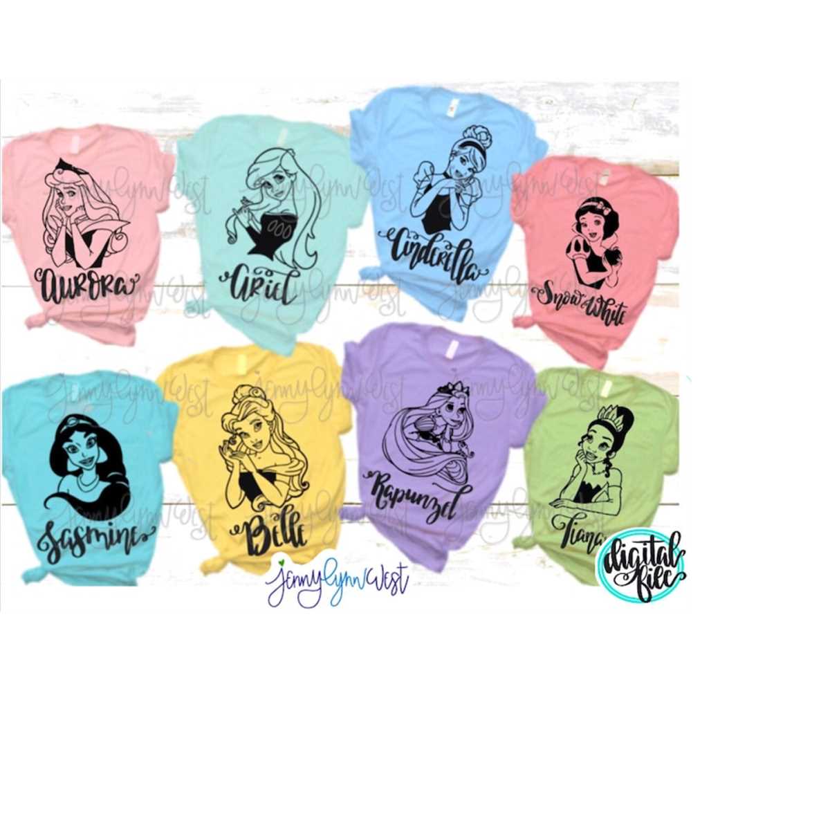 Princess Bundle SVG Belle Ariel Cinderella Jasmine Rapunzel | Inspire ...