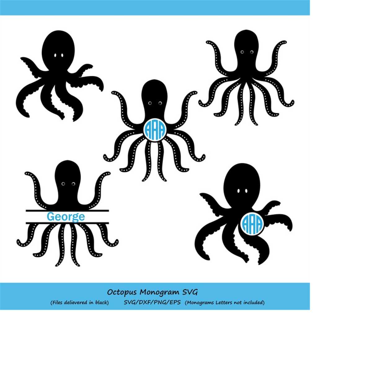 Octopus SVG, octopus monogram svg, Octopus DXF, octopus svg | Inspire ...