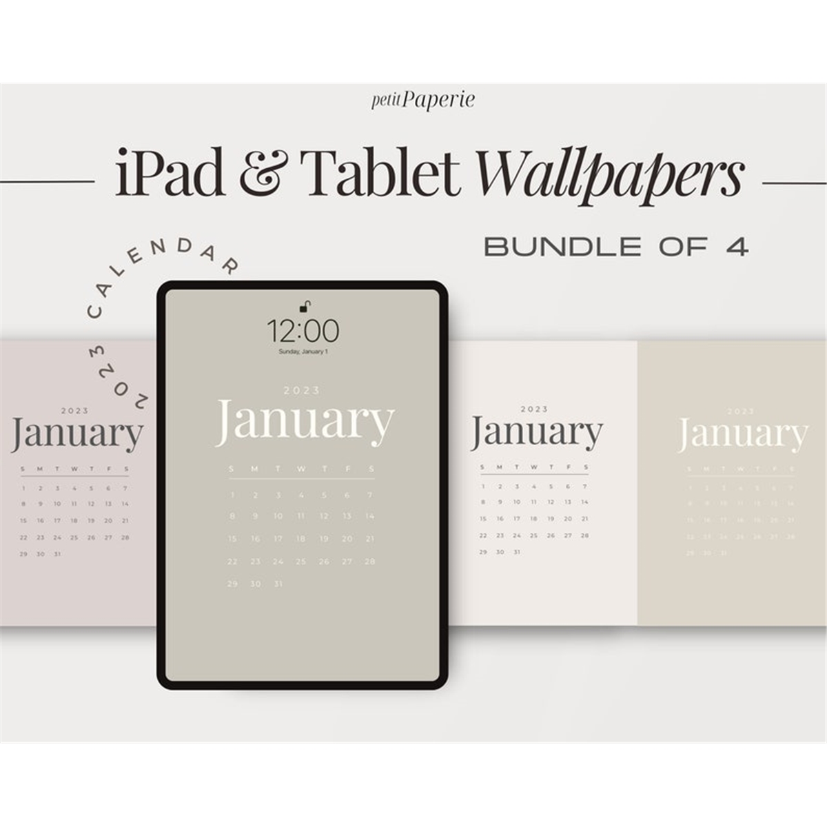 Minimalist iPad Calendar Wallpapers 2023 SET OF 4| Tablet ba | Inspire ...