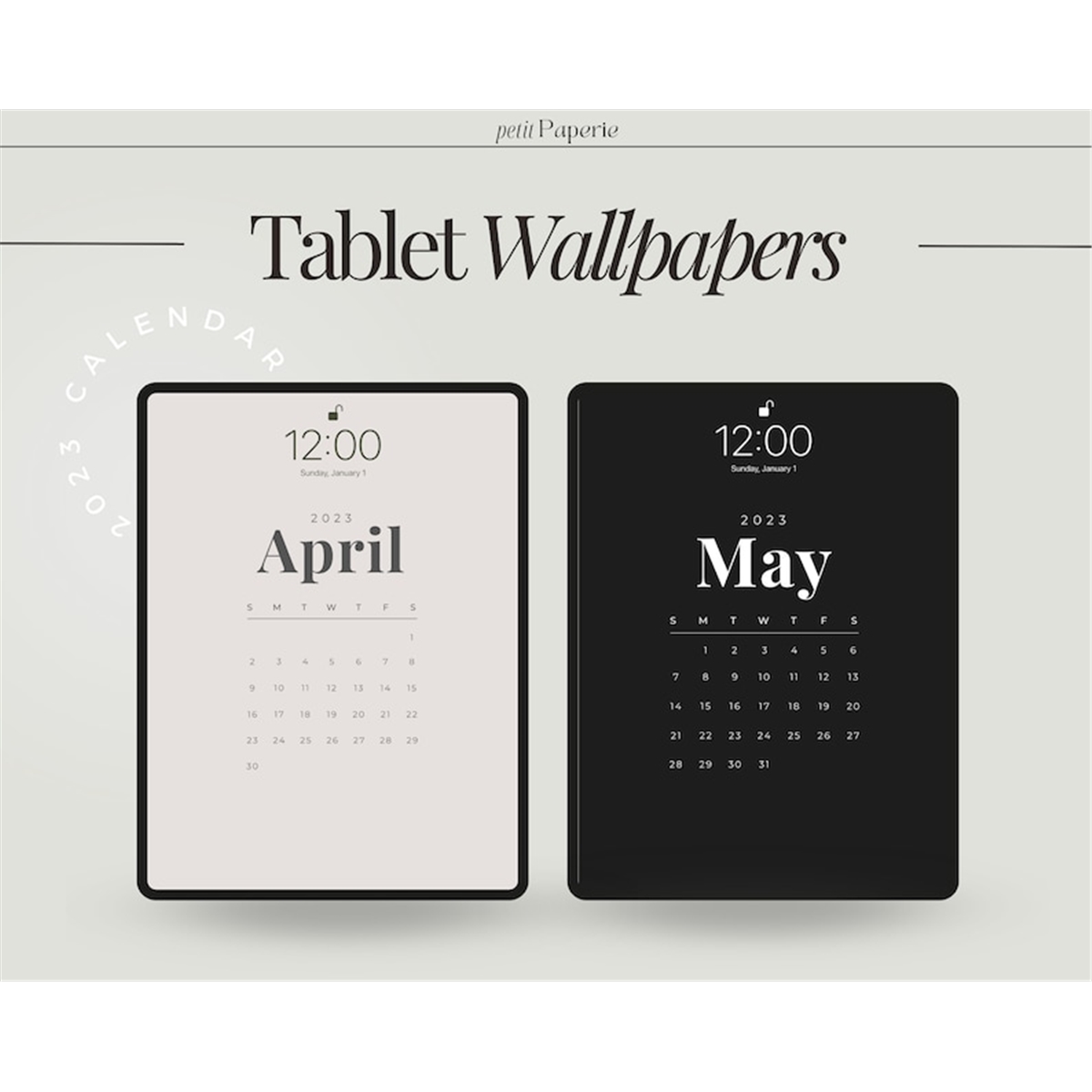 Minimalist iPad Calendar Wallpapers 2023 SET OF 3 | Tablet b | Inspire ...