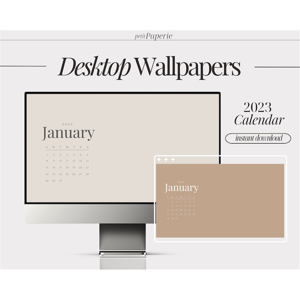 2023 Monthly Desktop Calendar Wallpaper | Minimal Neutral Ca | Inspire ...