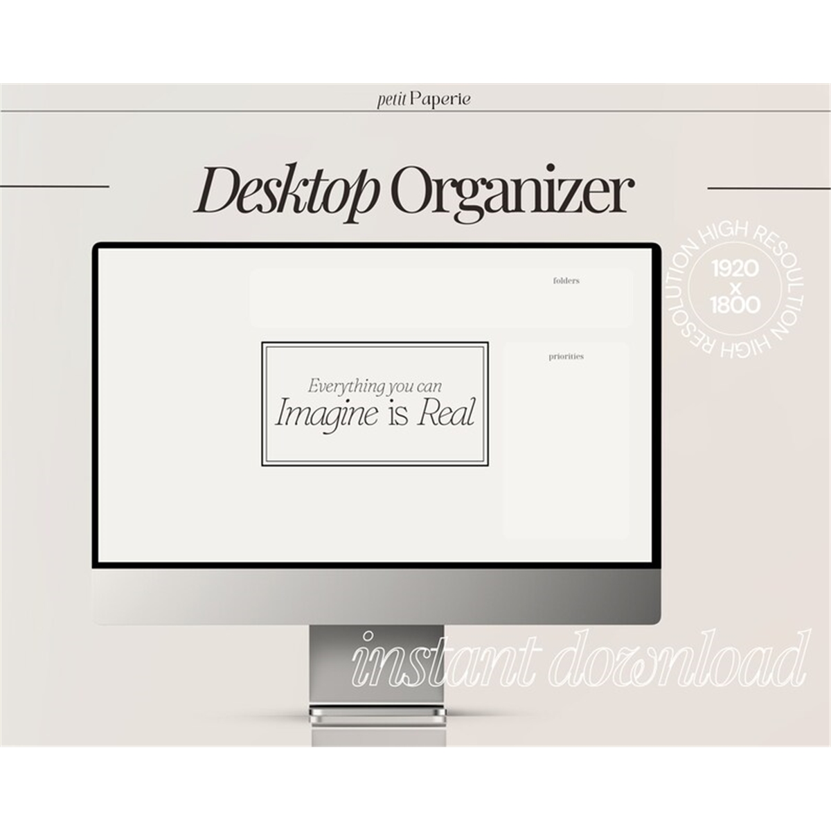 Desktop Wallpaper Organizer | Neutral Minimalist Beige | Eve | Inspire ...