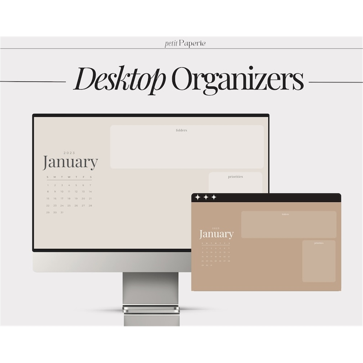2023 Monthly Desktop Organizers Calendar Wallpaper | Minimal | Inspire ...