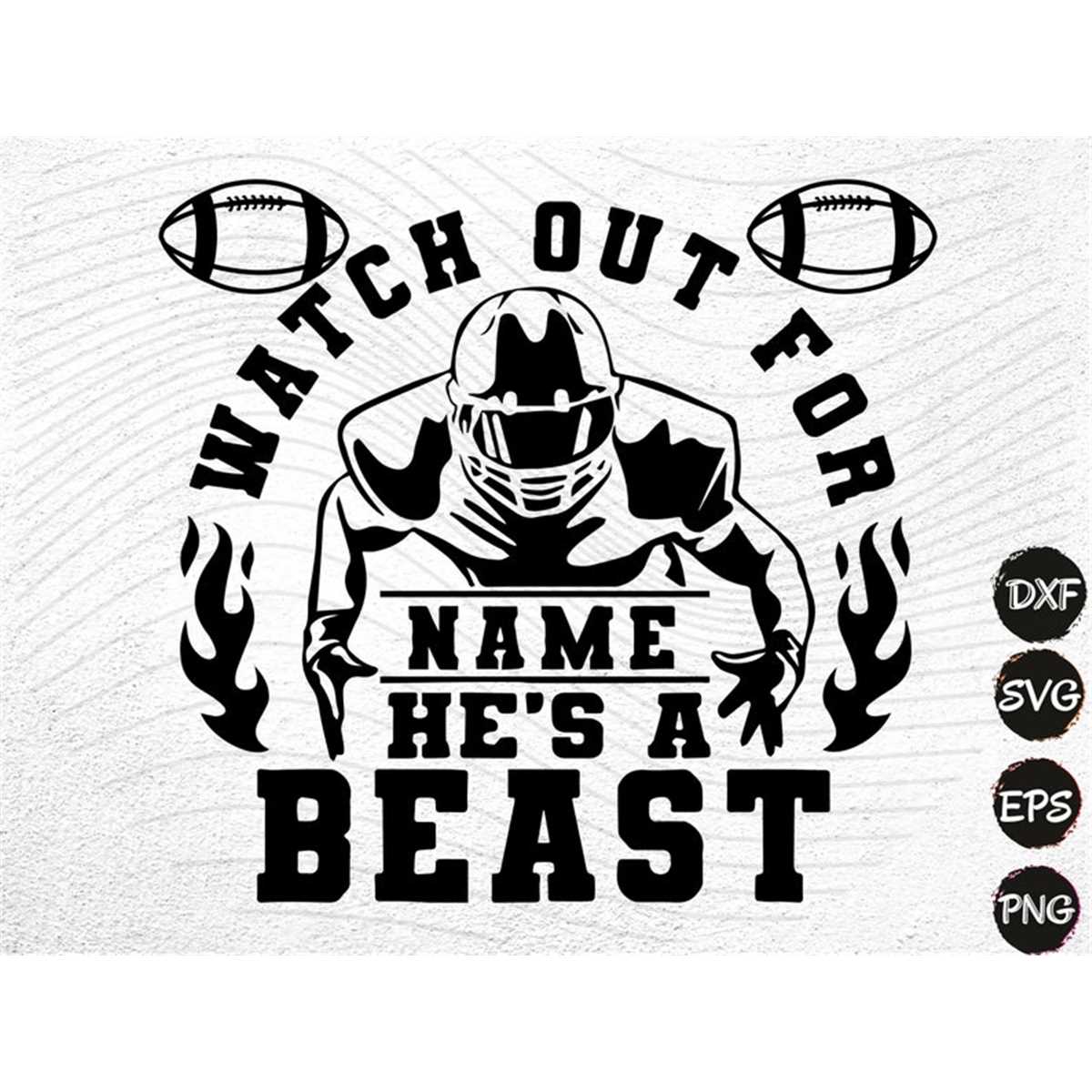 Watch Out Football Player, PNG EPS SVG Jpg Clipart, Beast Fo - Inspire ...