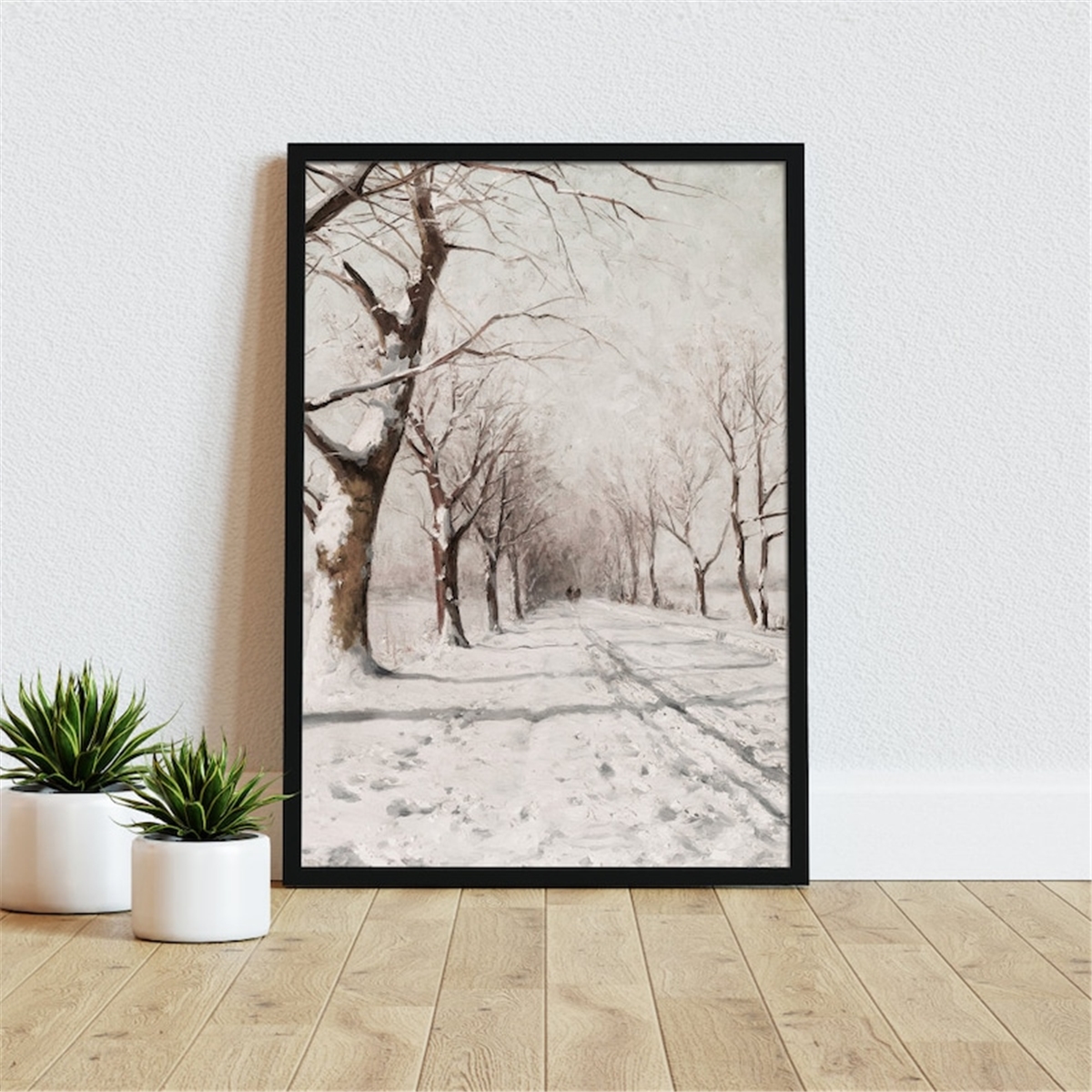 Muted Winter Landscape Painting | Vintage Christmas Art, Can | Inspire ...