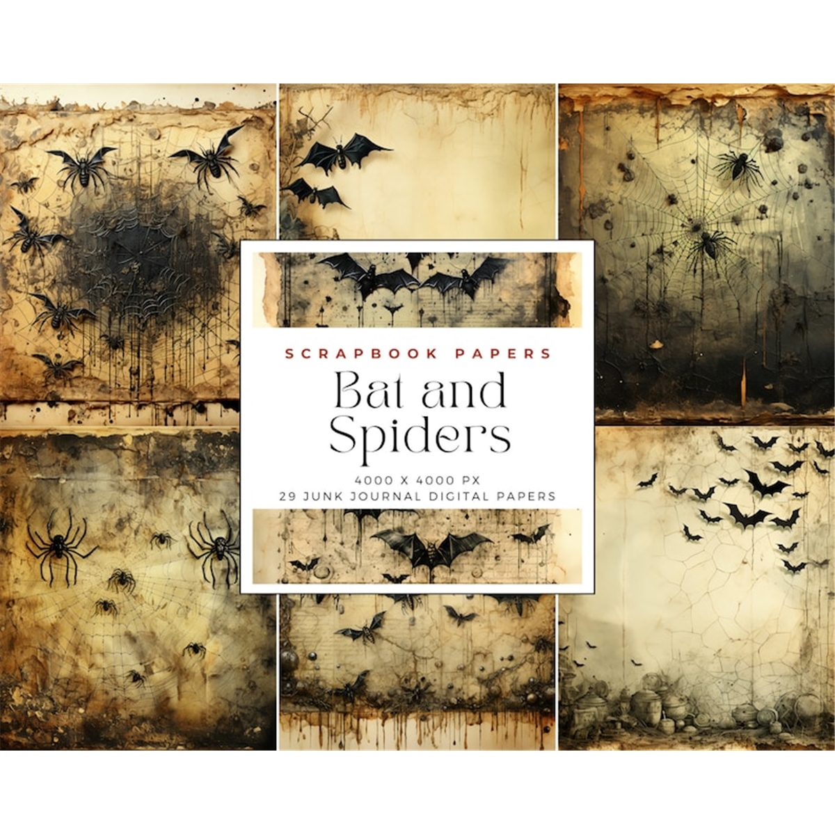 Watercolor Bat and Spider Junk Journal Printable Page, Spide - Inspire ...