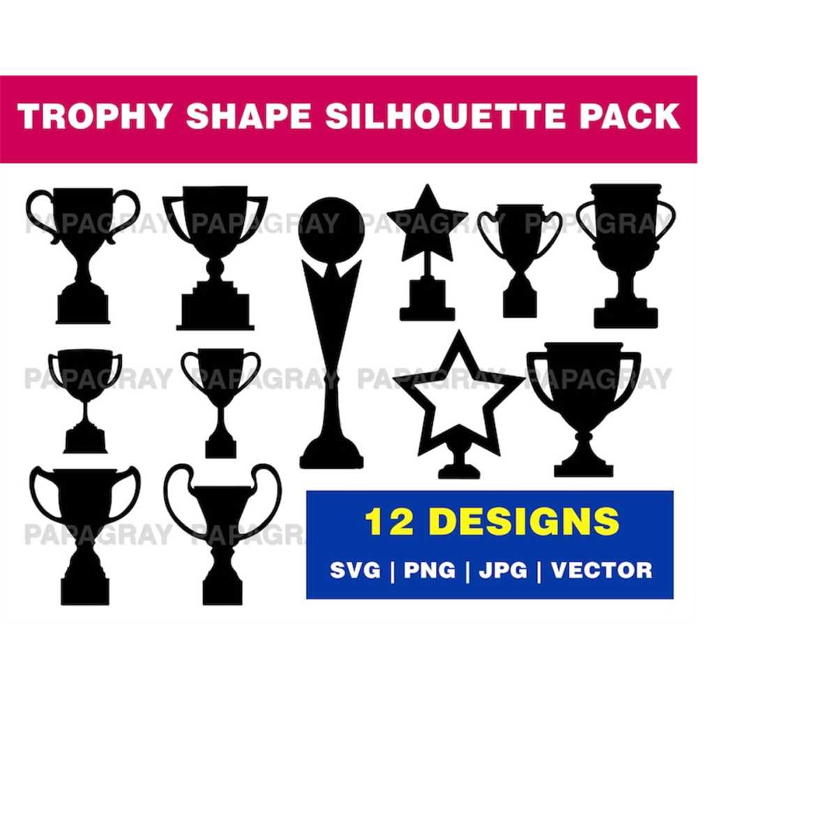 Trophy SVG Silhouette Pack - 12 Designs | Digital Download | | Inspire ...