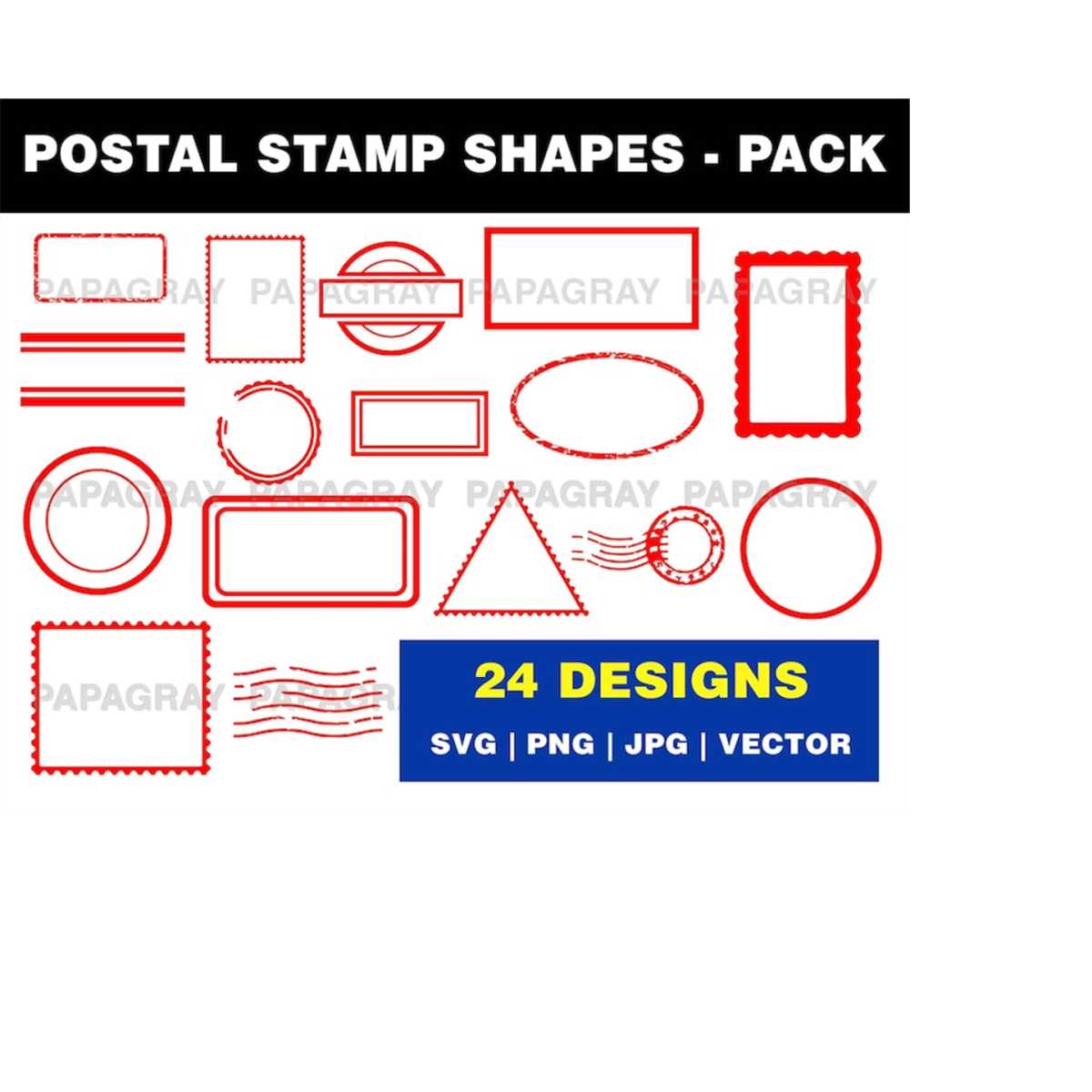 Postal Stamp Shape SVG Silhouette Pack - 24 Designs | Digita | Inspire ...