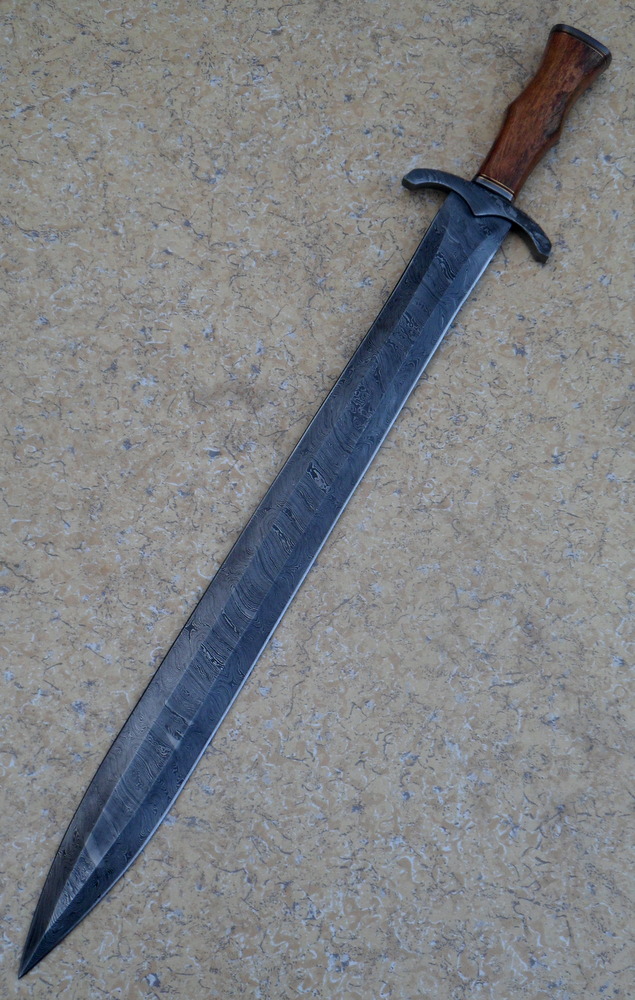 Handmade Damascus steel Sword fixed blade knife with sheath - Inspire ...