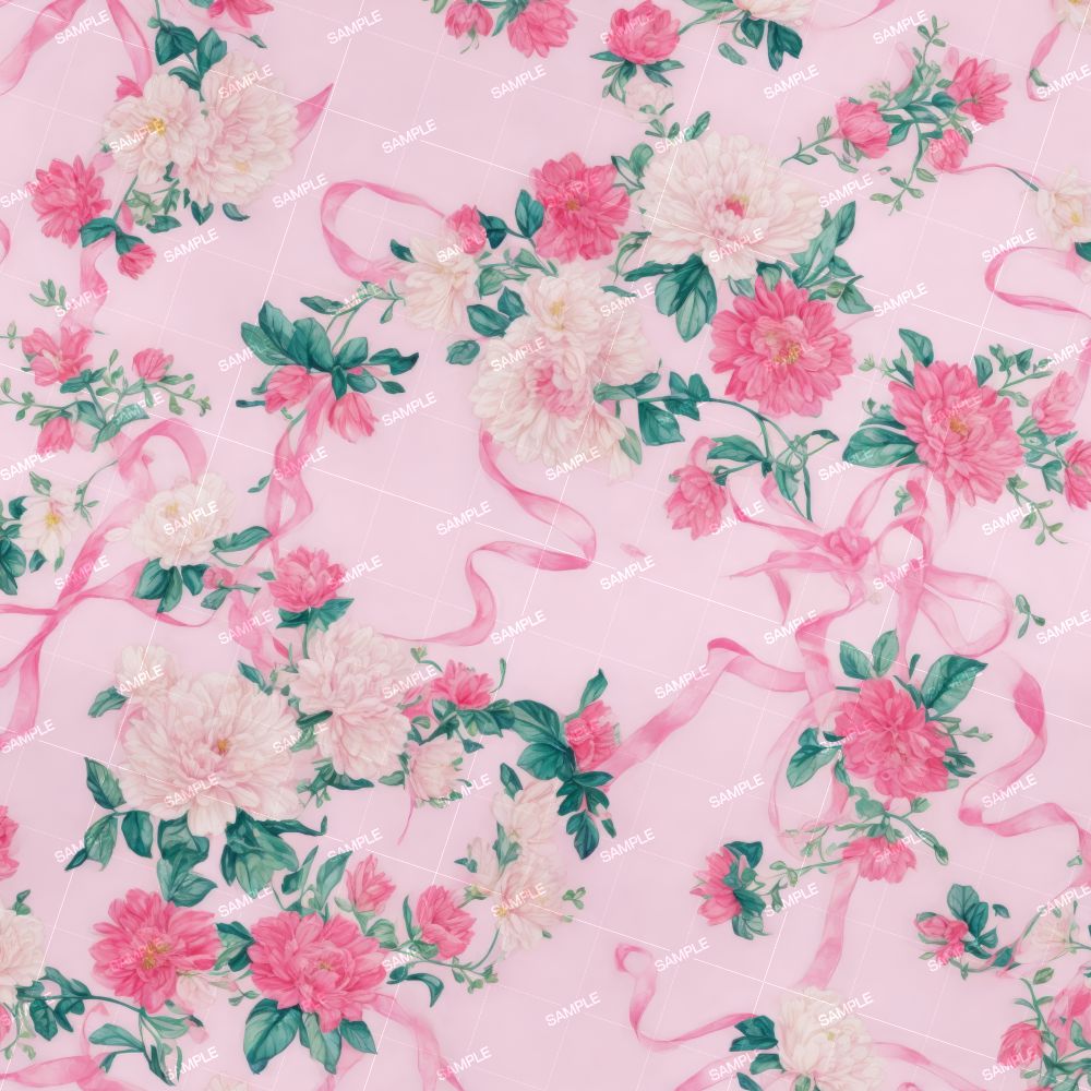 Pink Flowers and Ribbons Tileable Repeating Pattern | Inspire Uplift