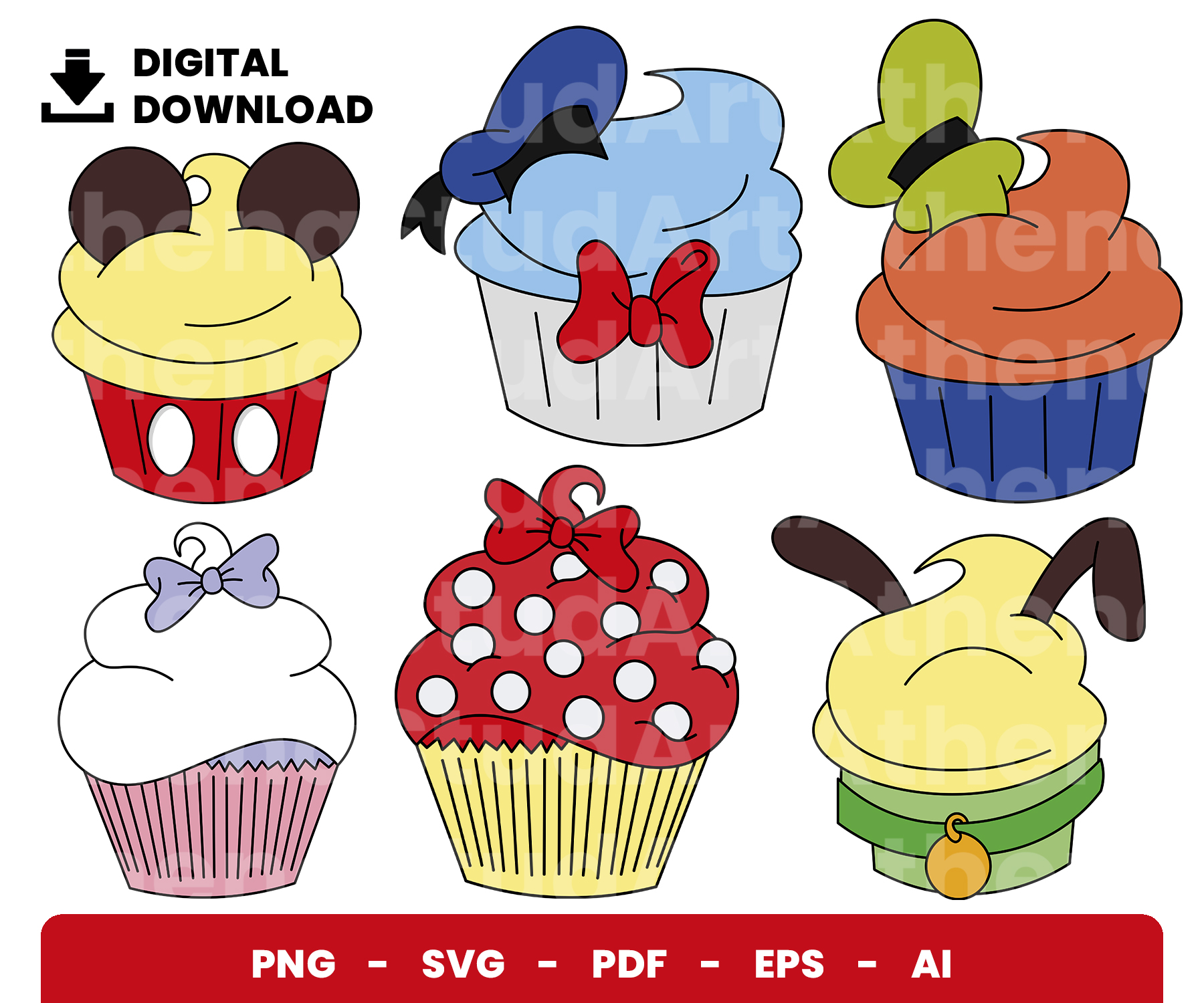 Bundle Layered Svg, Cupcakes Mickey Svg, Children Svg, Love | Inspire ...