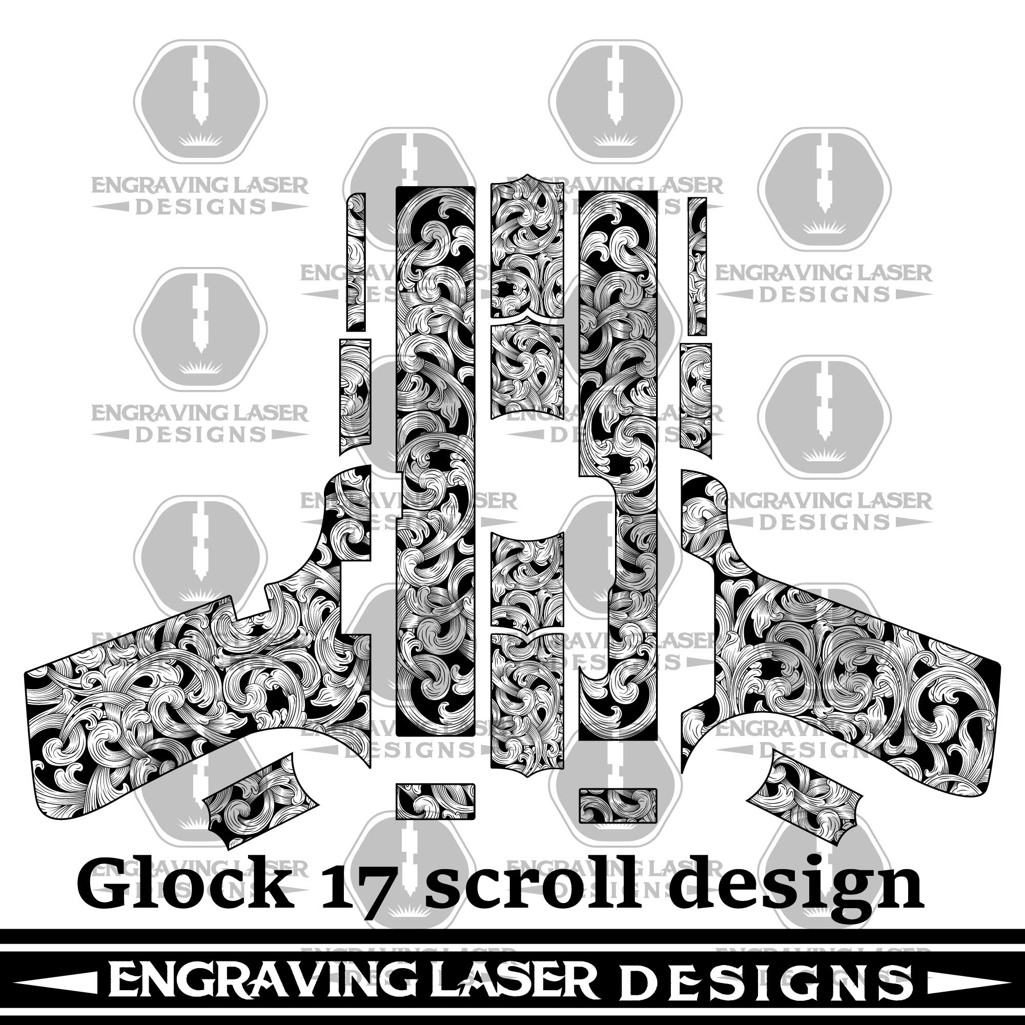 Engraving Laser Designs Glock 17 scroll design | Inspire Uplift