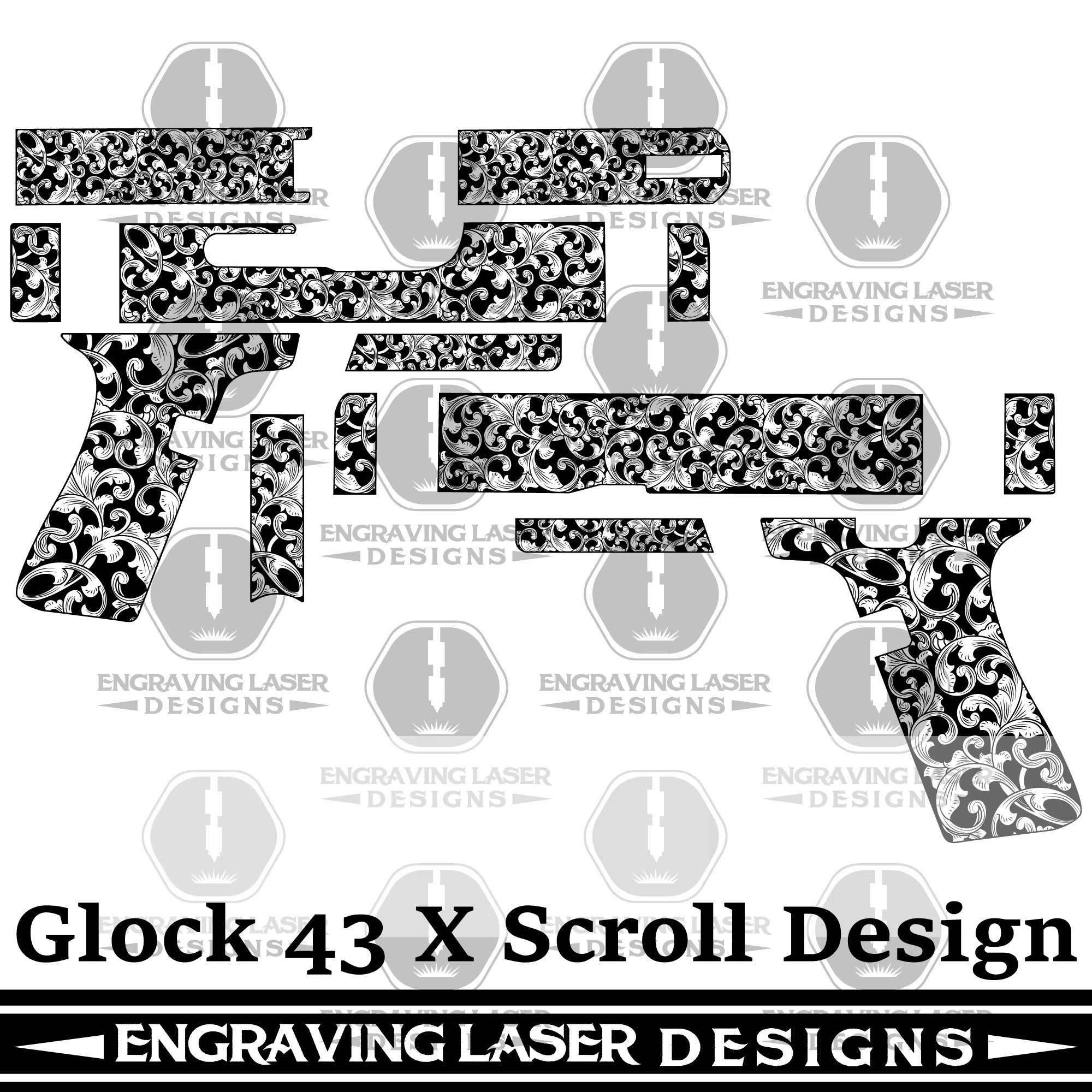 Engraving Laser Designs Glock 43 X Scroll Design | Inspire Uplift