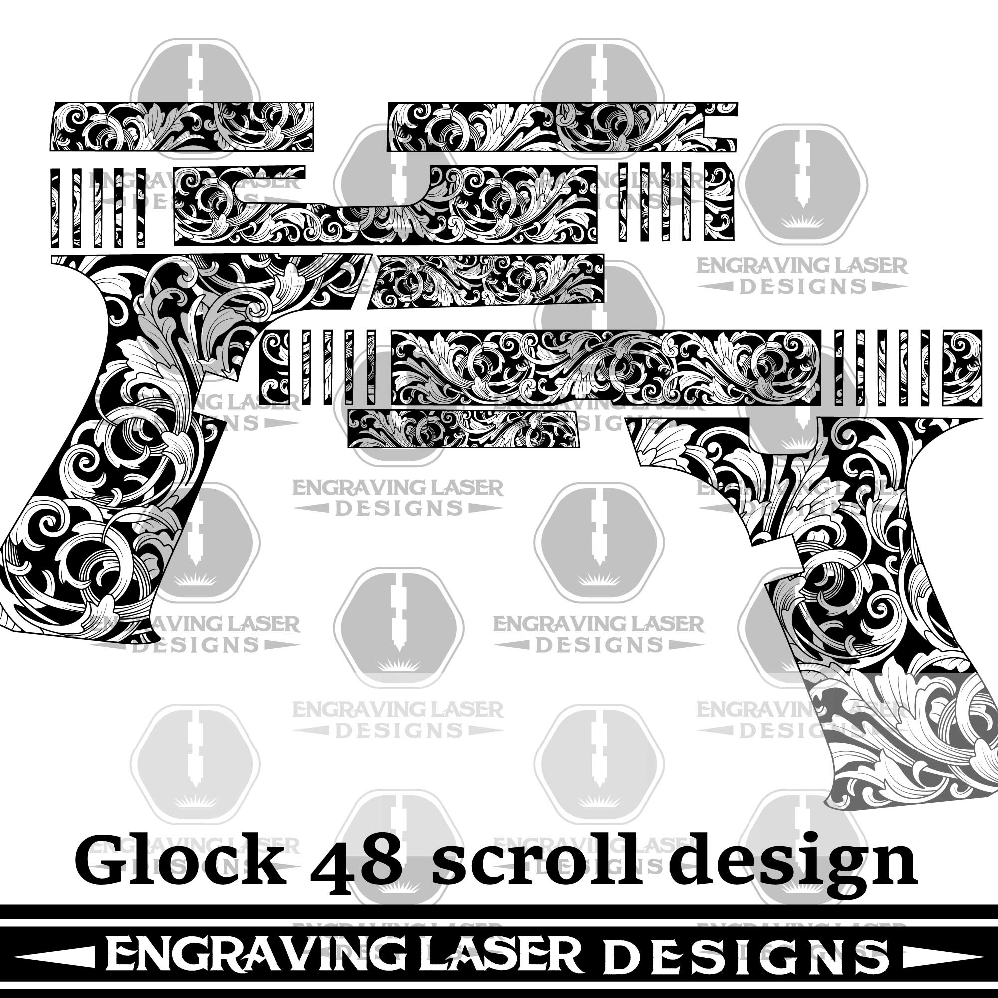 Engraving Laser Designs Glock 48 scroll desig | Inspire Uplift