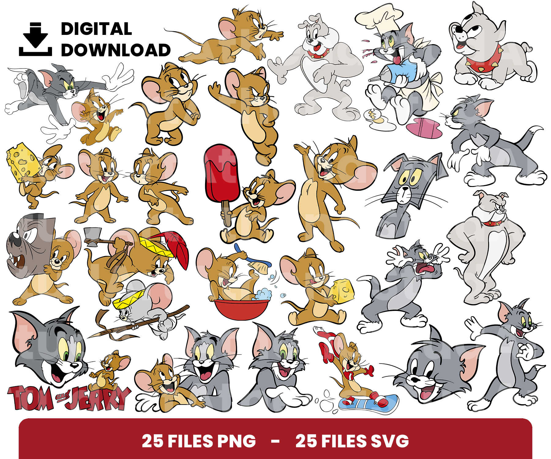 Bundle Layered Svg, Tom and Jerry Svg, Children Svg, Love Sv | Inspire ...