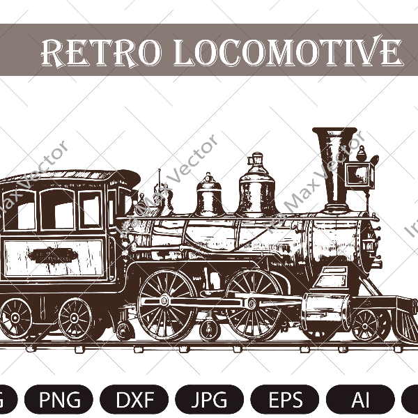 Retro Locomotive/Digital Locomotive Train Graphic/ Printable | Inspire ...