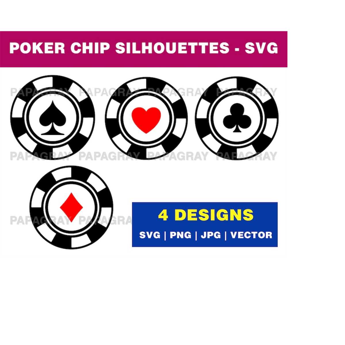 Poker Chips Silhouette Pack - 4 Designs | Digital Download | | Inspire ...