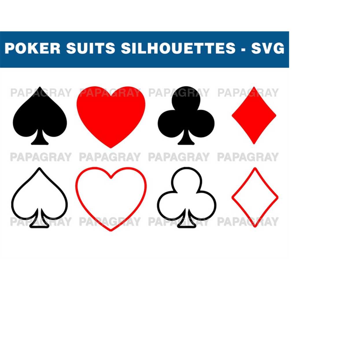 Poker Card Suits Silhouette Pack - 2 Designs | Digital Downl | Inspire ...