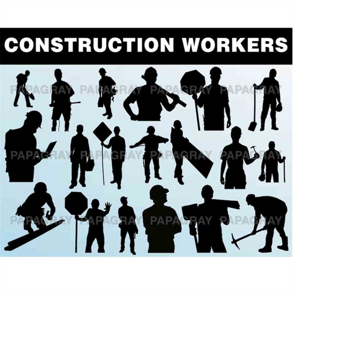 Construction Workers Silhouette Pack - 30 Designs | Digital | Inspire ...