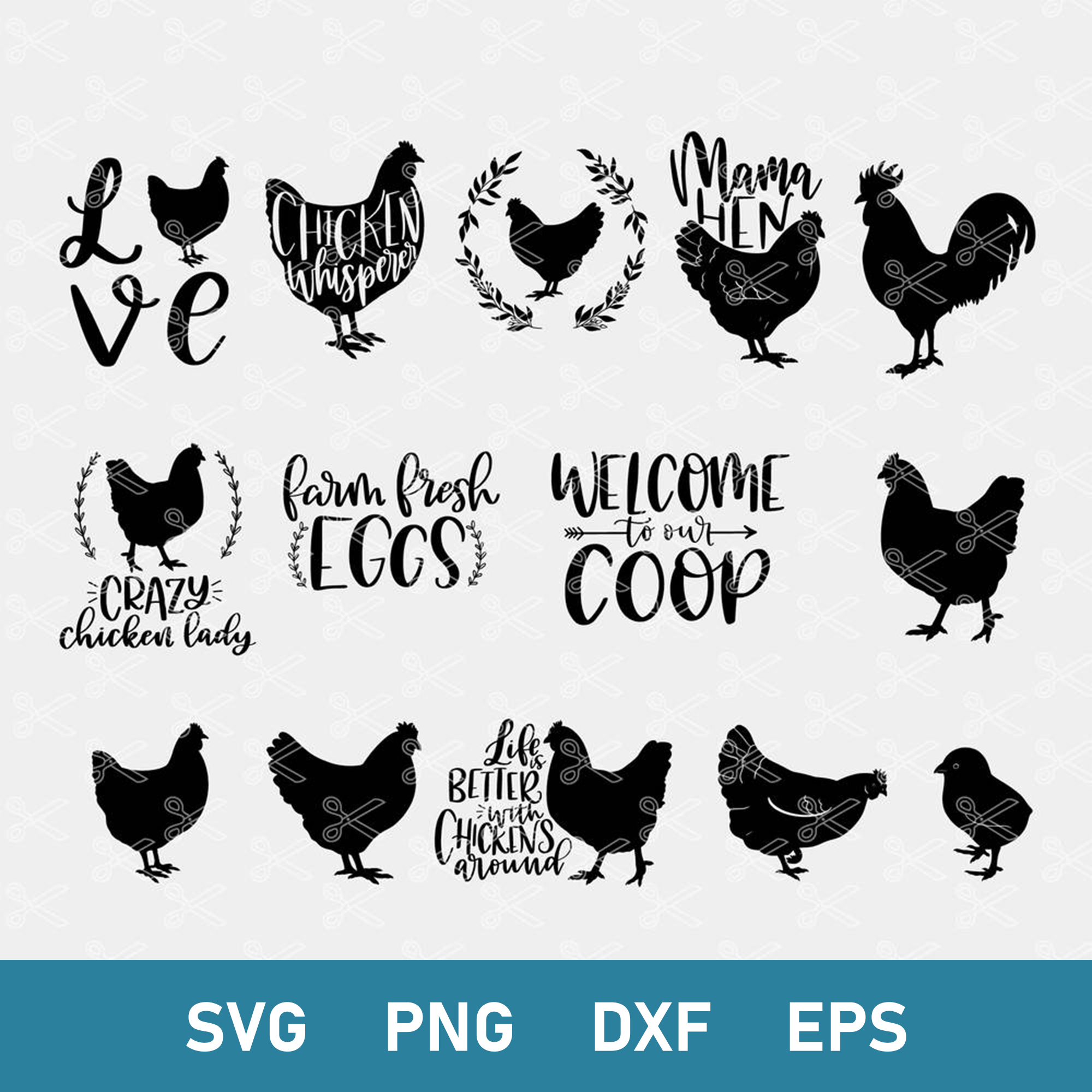 Chicken Bundle Svg, Chicken Svg, Farm Fresh Eggs Svg, Animal | Inspire ...