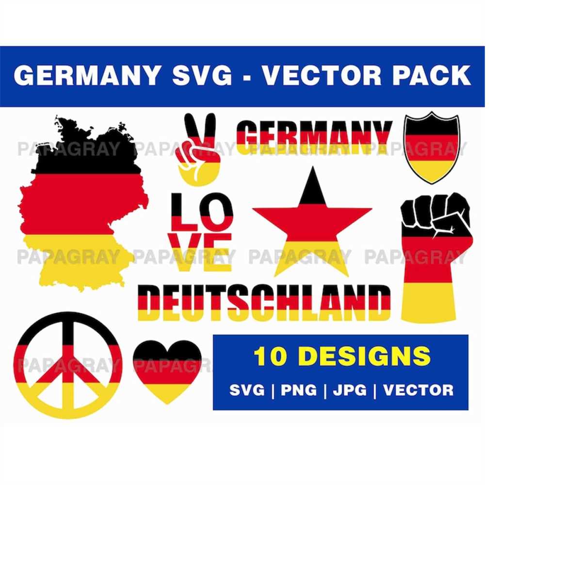 Germany SVG Shape Silhouette Pack - 10 Designs | Digital Dow | Inspire ...