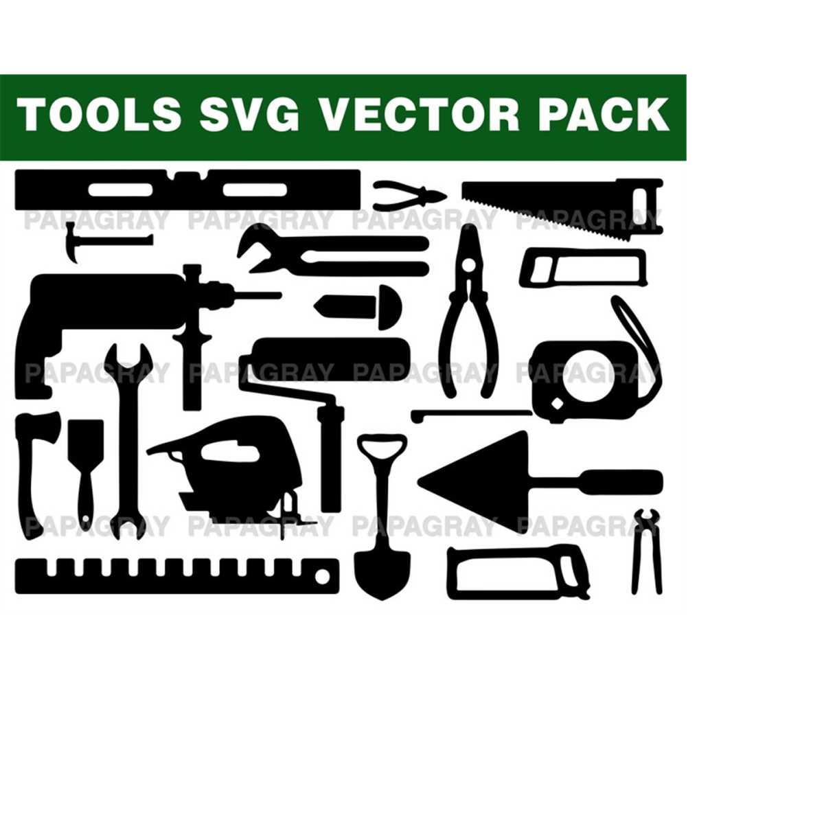 Tools SVG Vector Silhouette Pack - 20 Designs | Digital Down | Inspire ...