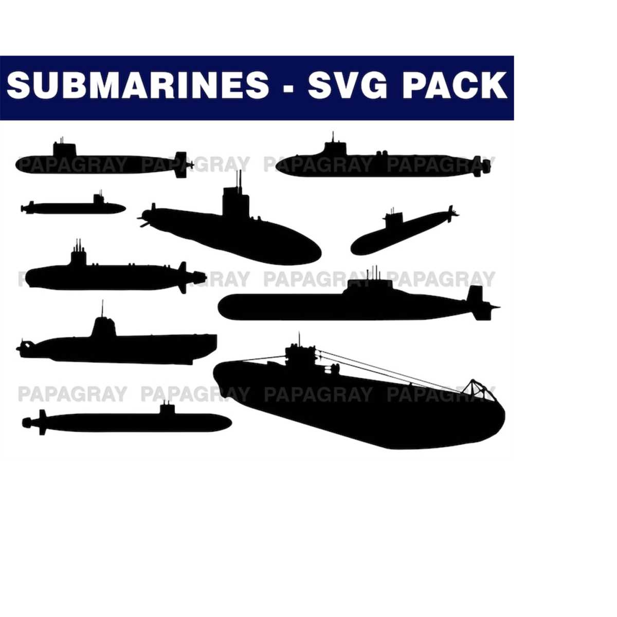 Submarine Svg Silhouette Pack Digital Download Submarine Inspire
