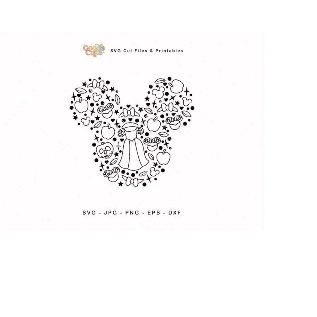 Snow White SVG Doodle, Snow White Clipart, Princess Mouse Ea | Inspire ...