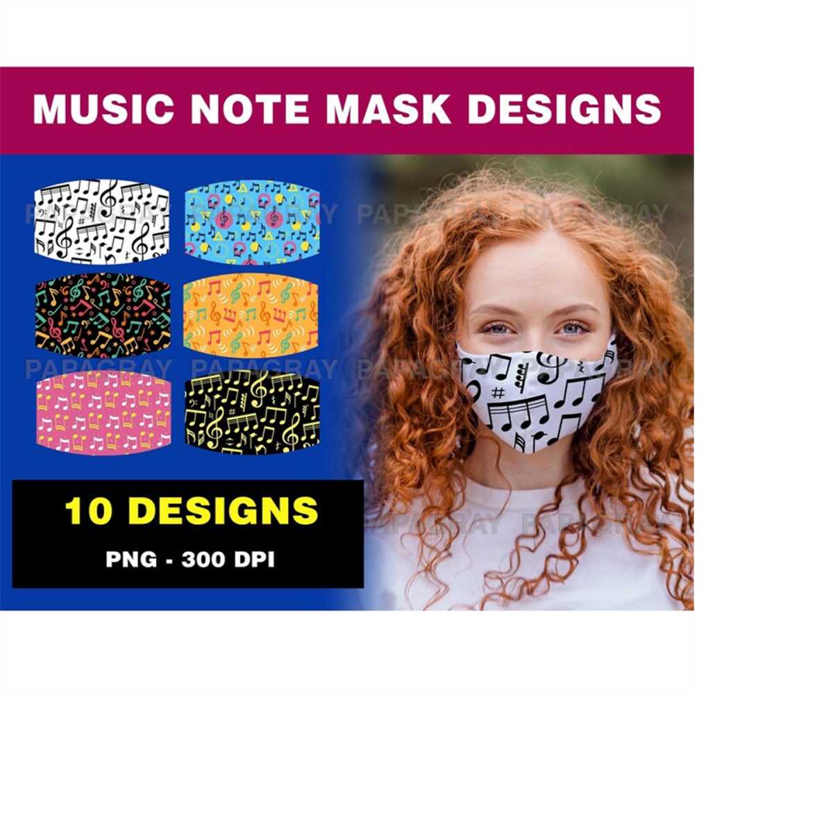 Music Notes Face Mask Designs | Digital Download | Musician | Inspire ...