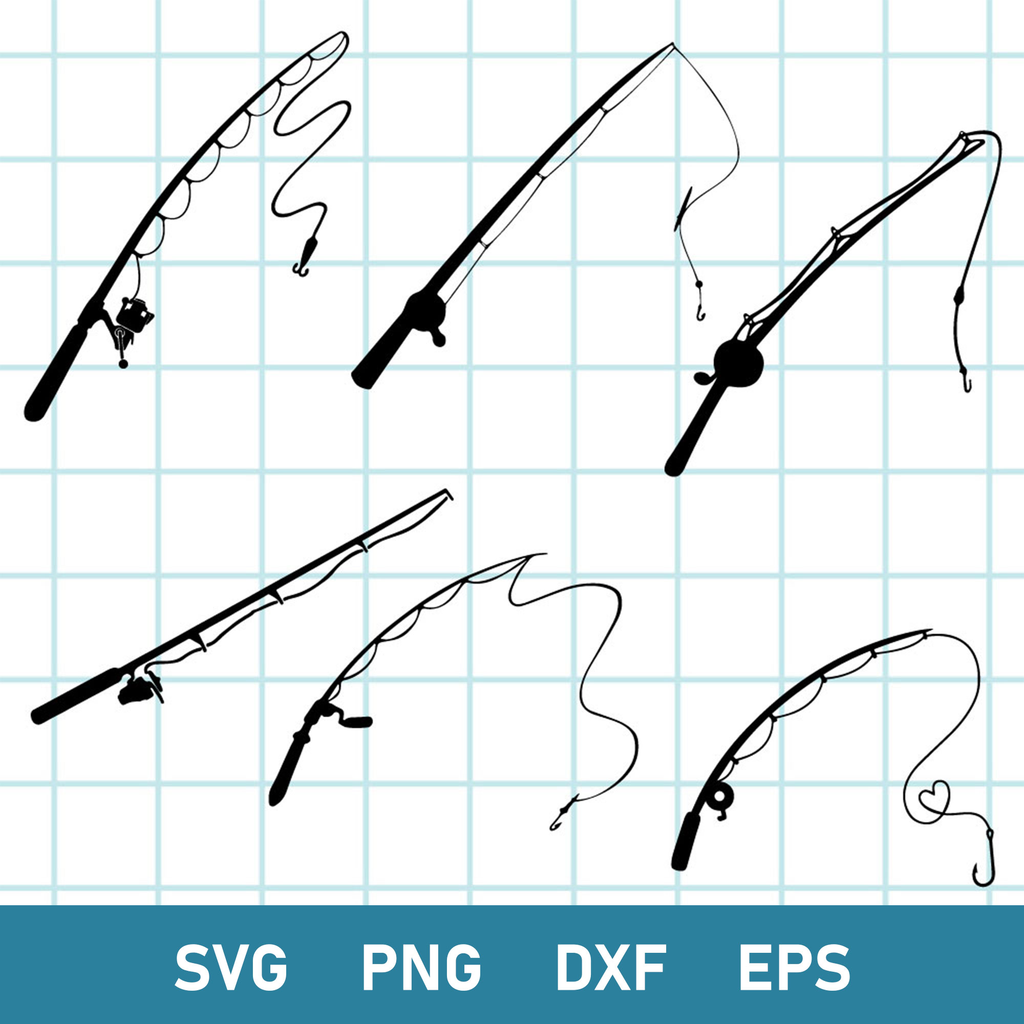 Fishing Pole Bundle Svg, Fishing Rod Svg, Fishig Hook Svg, F | Inspire Uplift