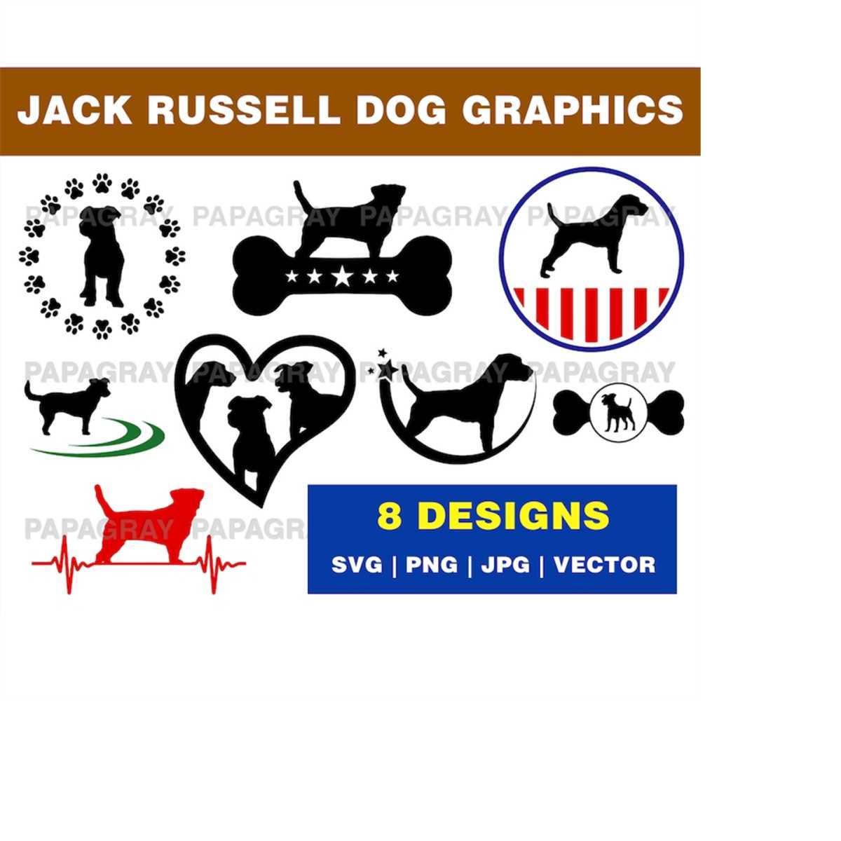 Jack Russell Dog SVG Graphic Pack - 8 Designs | Digital Down | Inspire ...