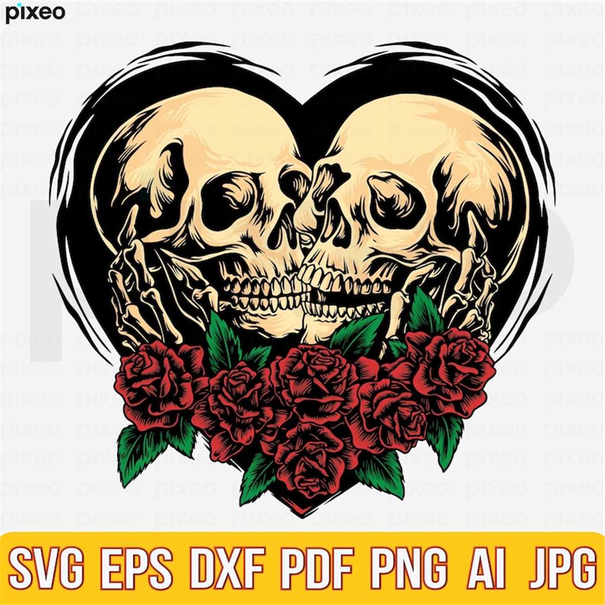 Skull Lovers Svg, Skull Svg, Dead Skeleton Love Svg, Gothic - Inspire ...