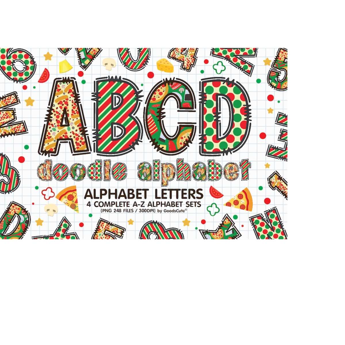 Pizza Doodle Alphabet Letters Sublimation Clipart PNG, Numbe | Inspire ...