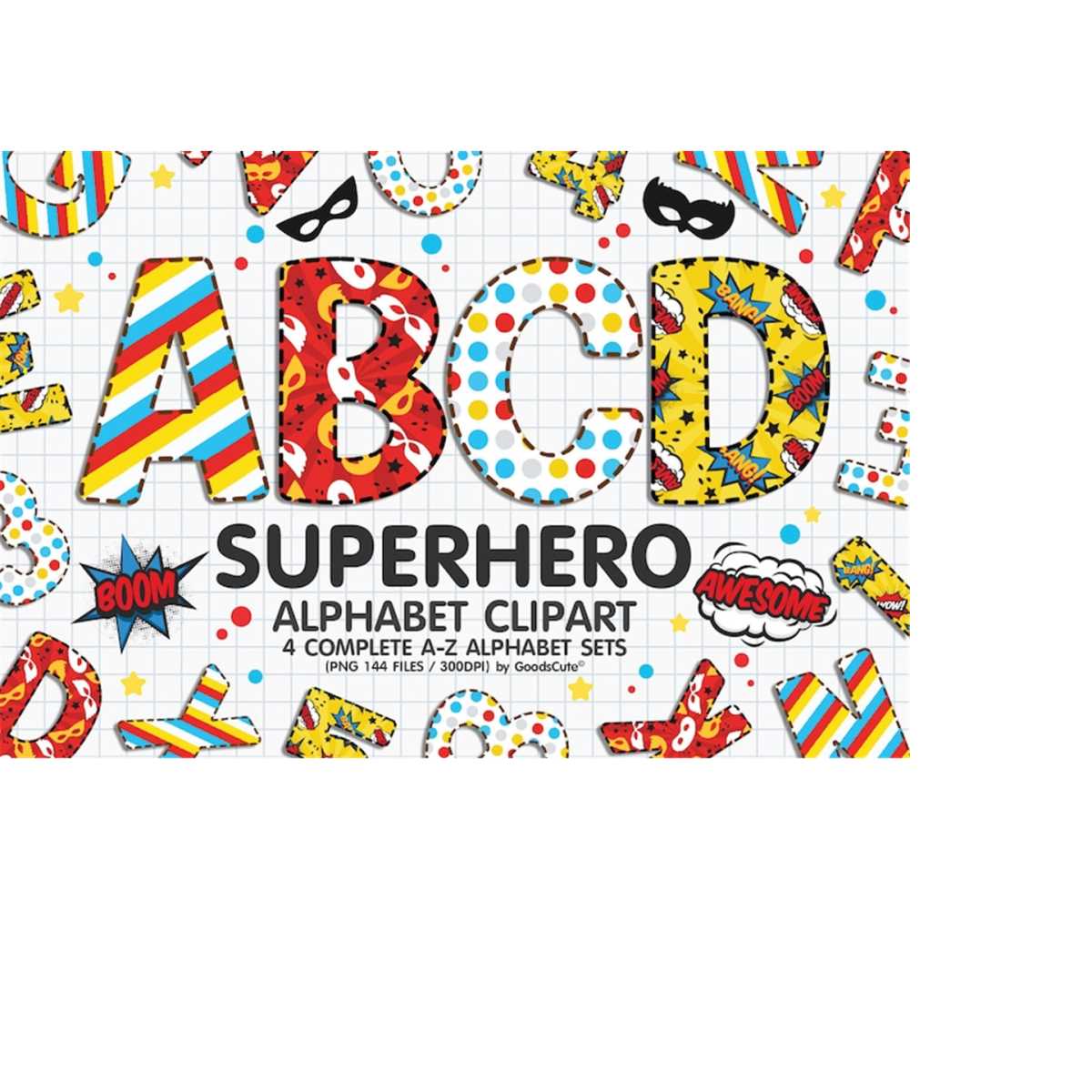 Superhero Doodle Alphabet Sublimation Clipart PNG, Number & | Inspire ...