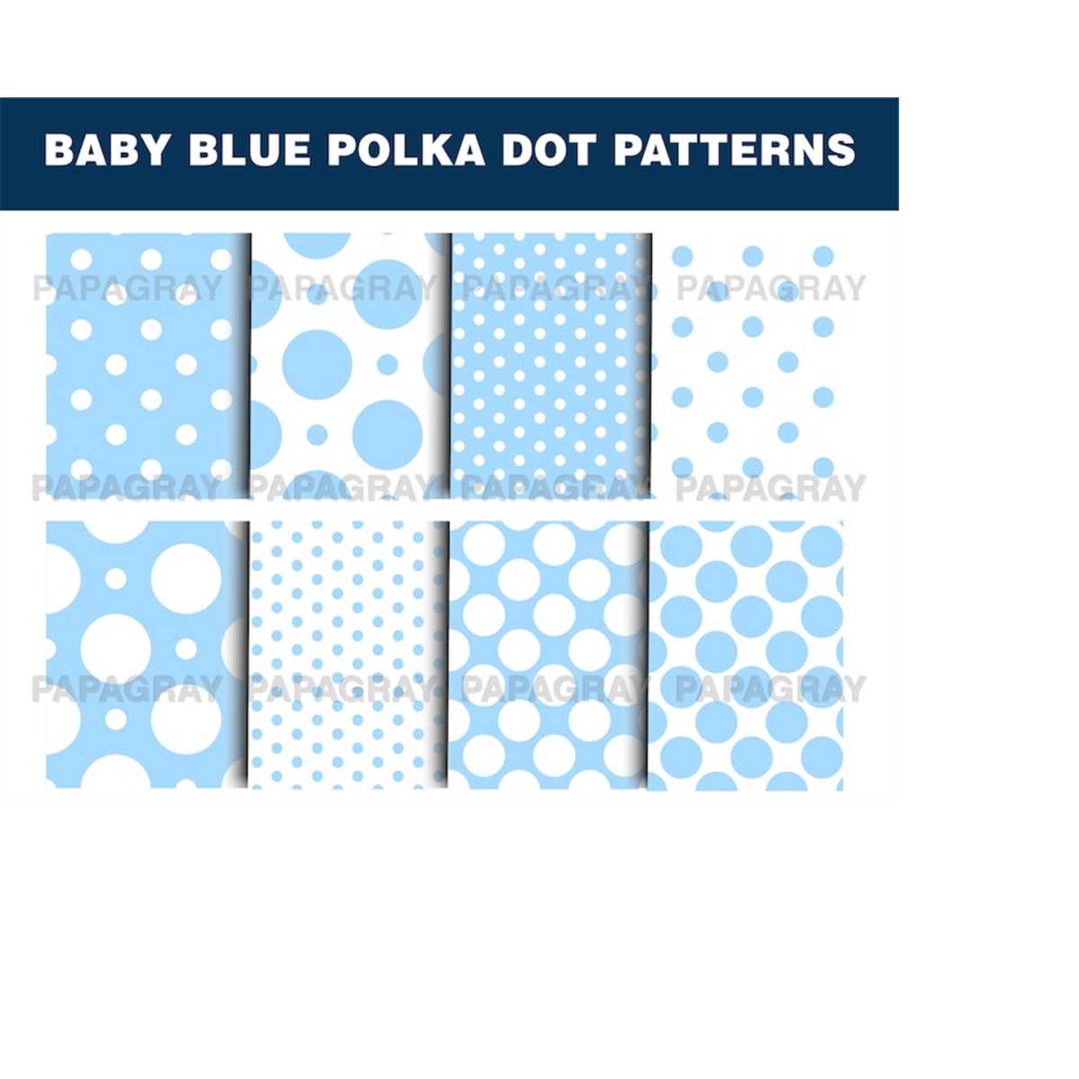 Baby Blue Polka Dot Patterns - 8 Designs | Digital Download | Inspire ...