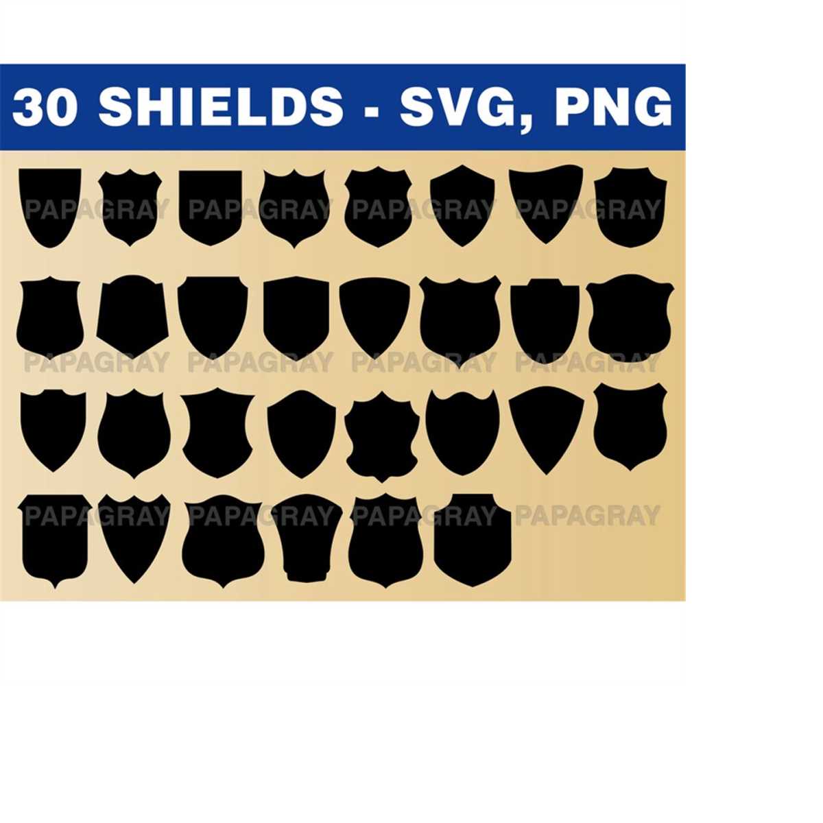 30 Shields SVG, PNG, Ai - Shield Silhouette Pack | Digital D | Inspire ...